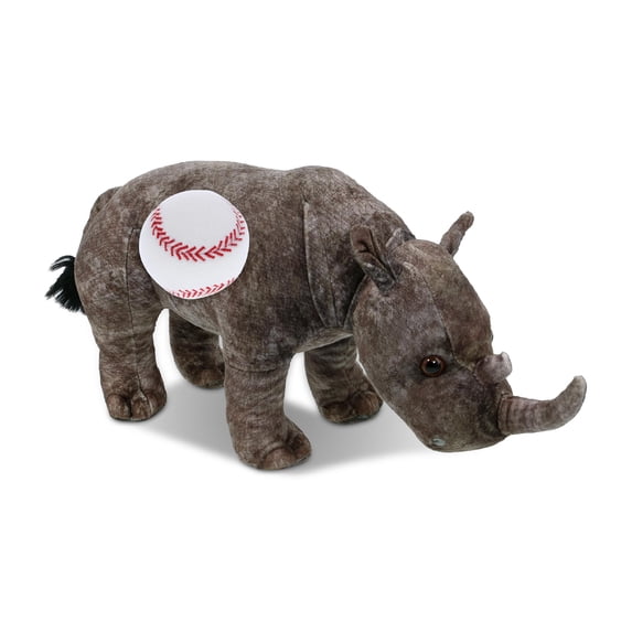 DolliBu Wild Collection Rhino Stuffed Animal with Baseball Plush - Soft ...