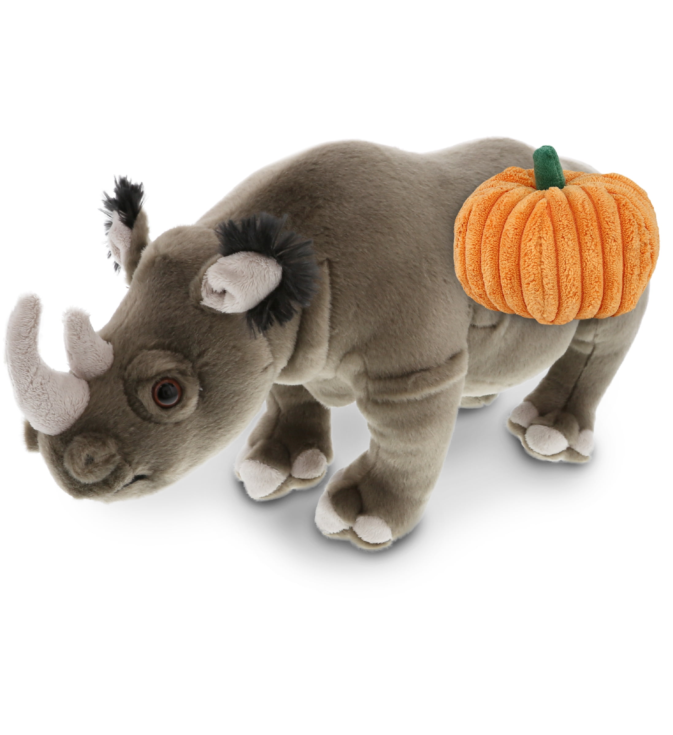 DolliBu Wild Collection Rhino Stuffed Animal with Pumpkin Plush Decor ...