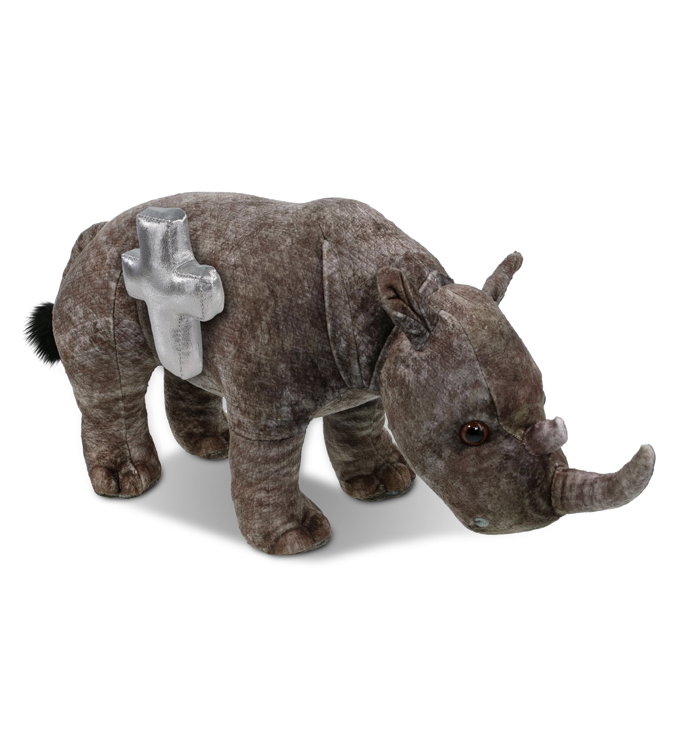 DolliBu Wild Collection Rhino Stuffed Animal with Silver Cross Plush ...