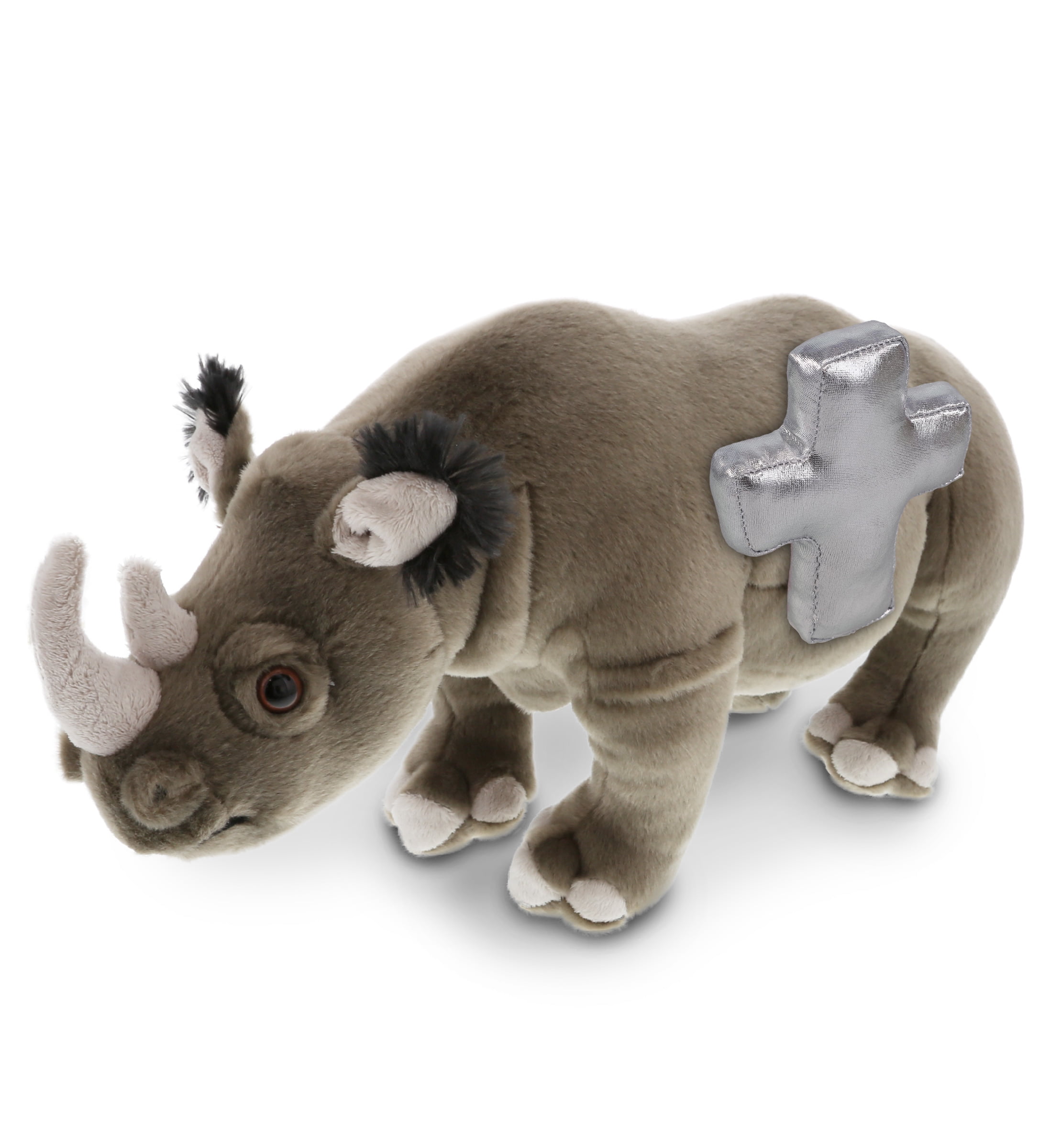 DolliBu Wild Collection Rhino Stuffed Animal with Silver Cross Plush ...