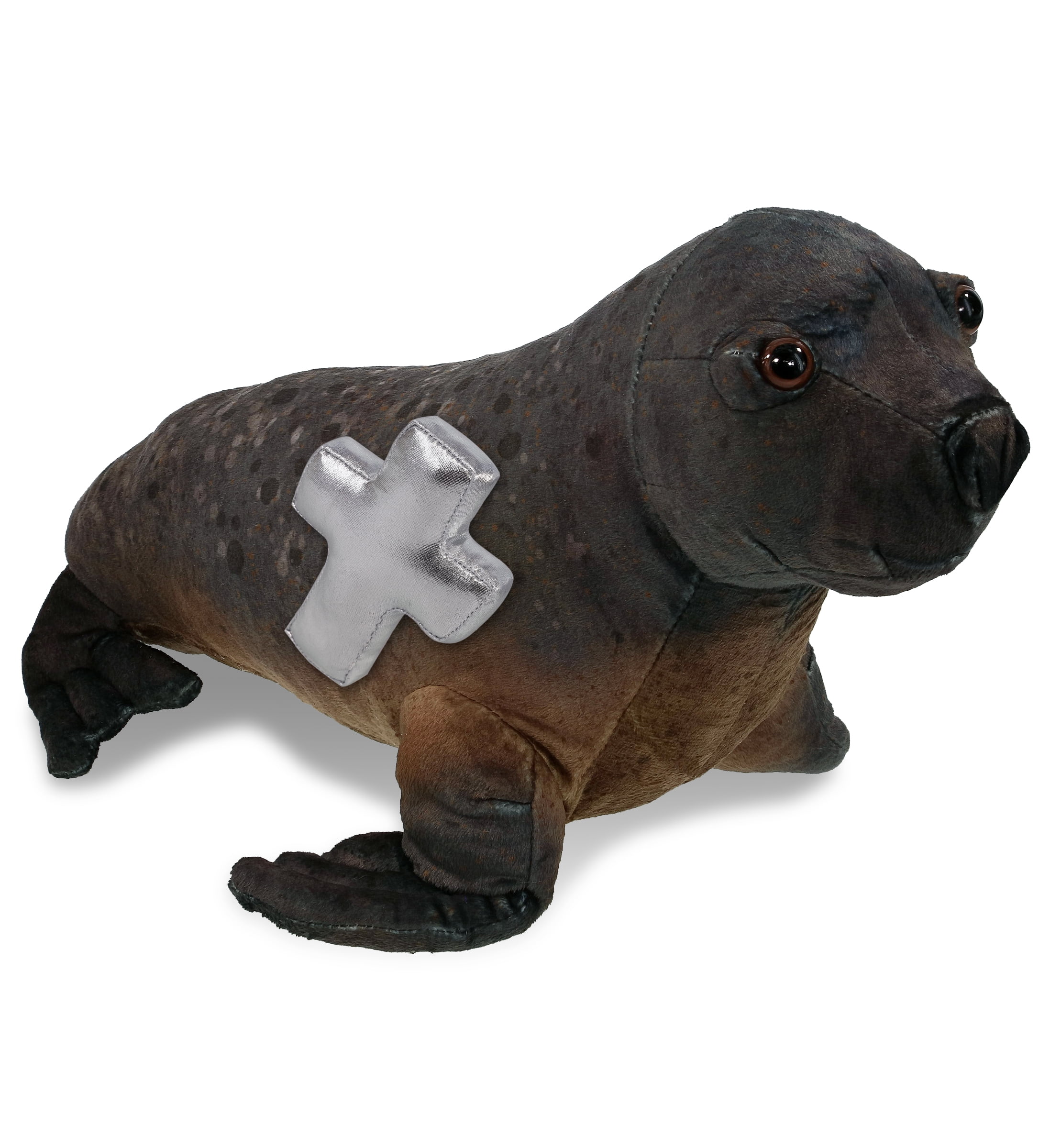 DolliBu Wild Collection Sea Lion Stuffed Animal with Silver Cross Plush ...