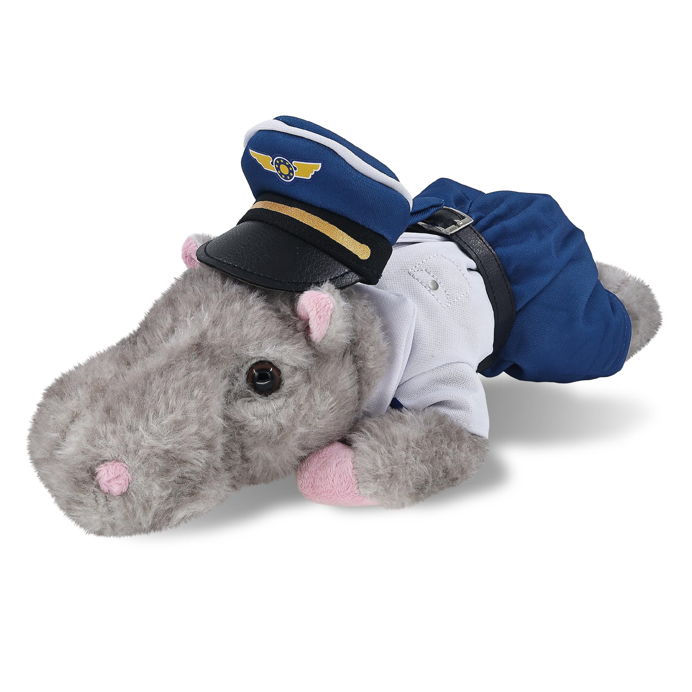 DolliBu Wild Hippo Stuffed Animal with Pilot Costume - Cute Wildlife ...