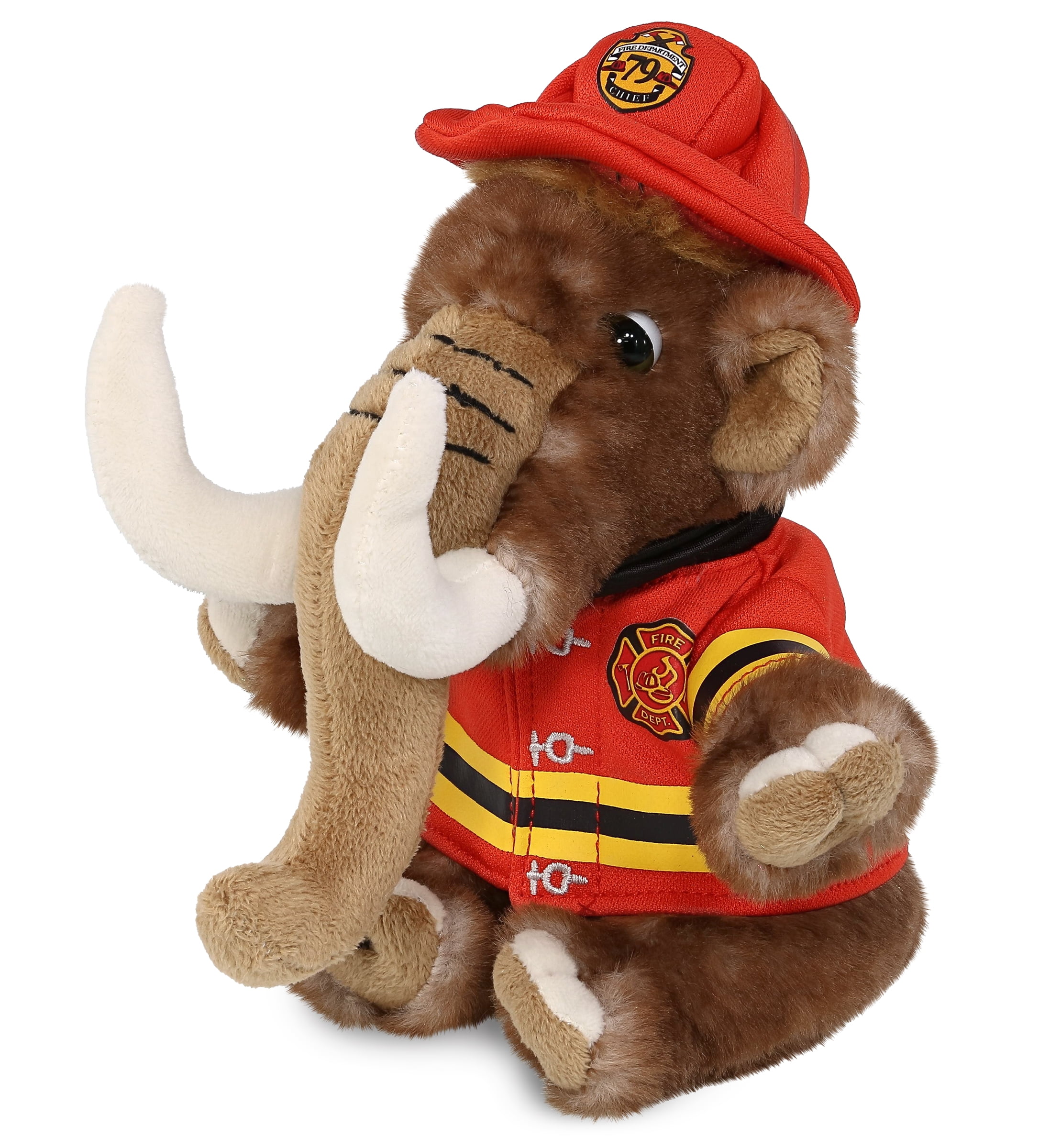 DolliBu Wild Mammoth Firefighter Stuffed Animal - Mammoth Fireman Toy ...