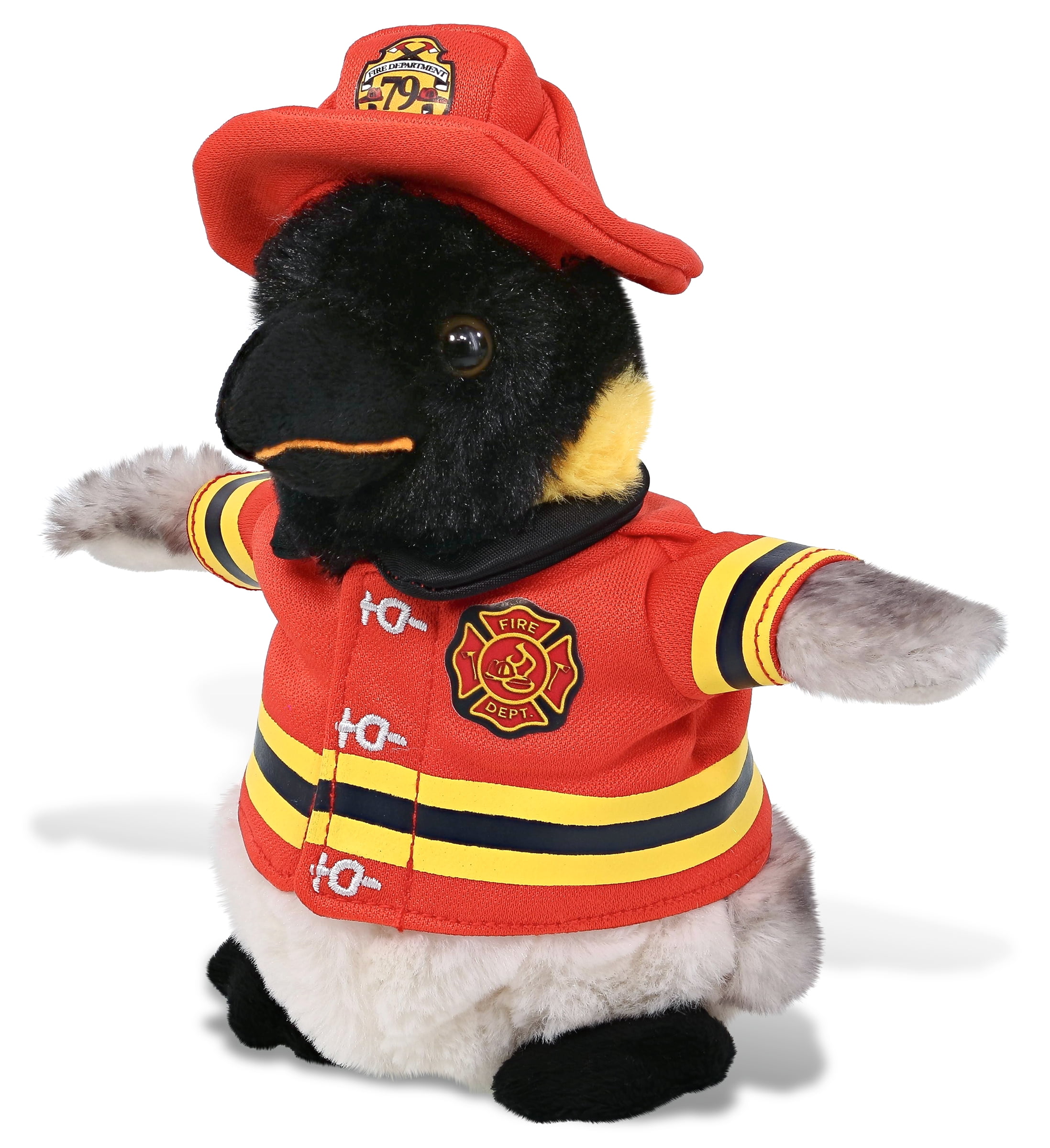 DolliBu Wild Penguin Firefighter Stuffed Animal - Penguin Fireman Toy ...