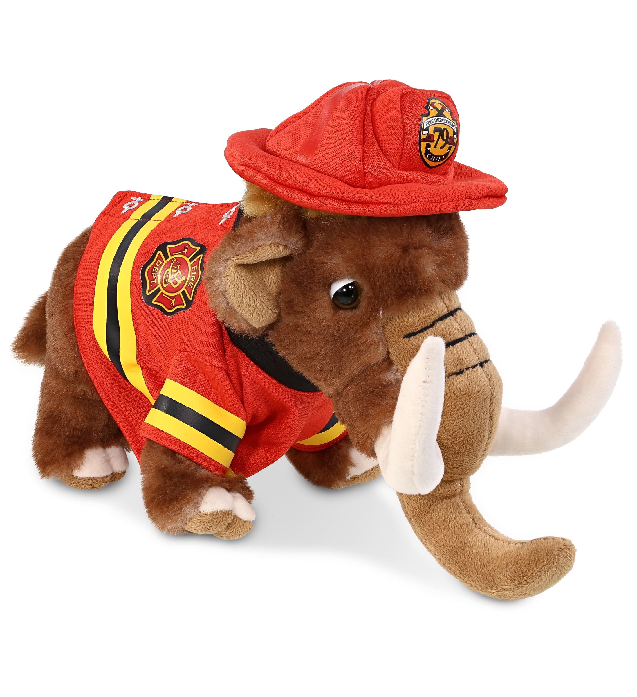 DolliBu Wild Wooly Mammoth Firefighter Stuffed Animal - Mammoth Fireman ...