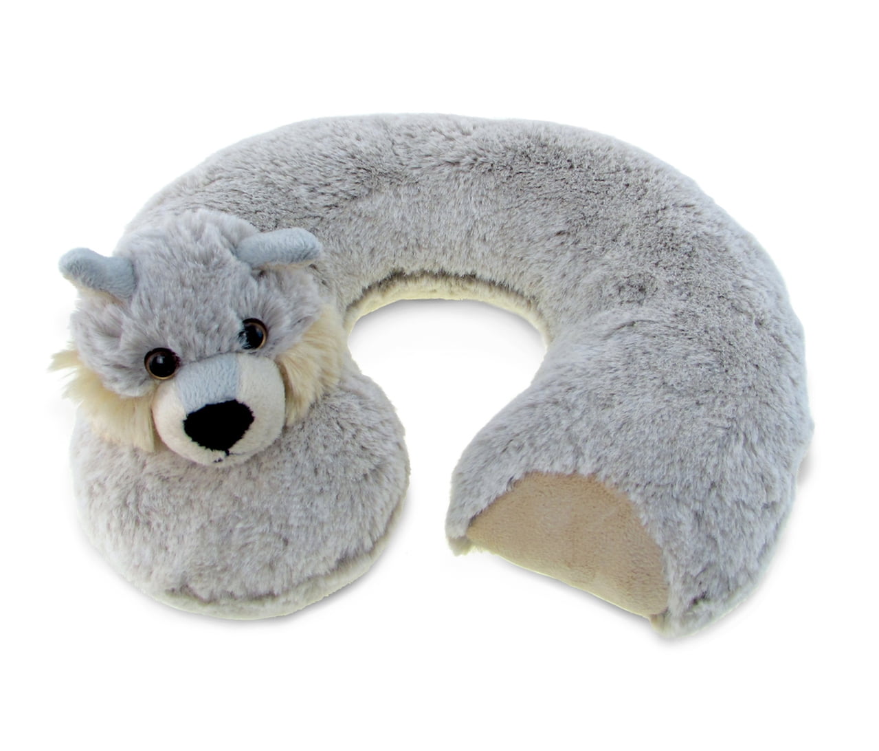 Dollibu Wolf Plush Neck Pillow Polyester, 11 in, Gray - Walmart.com