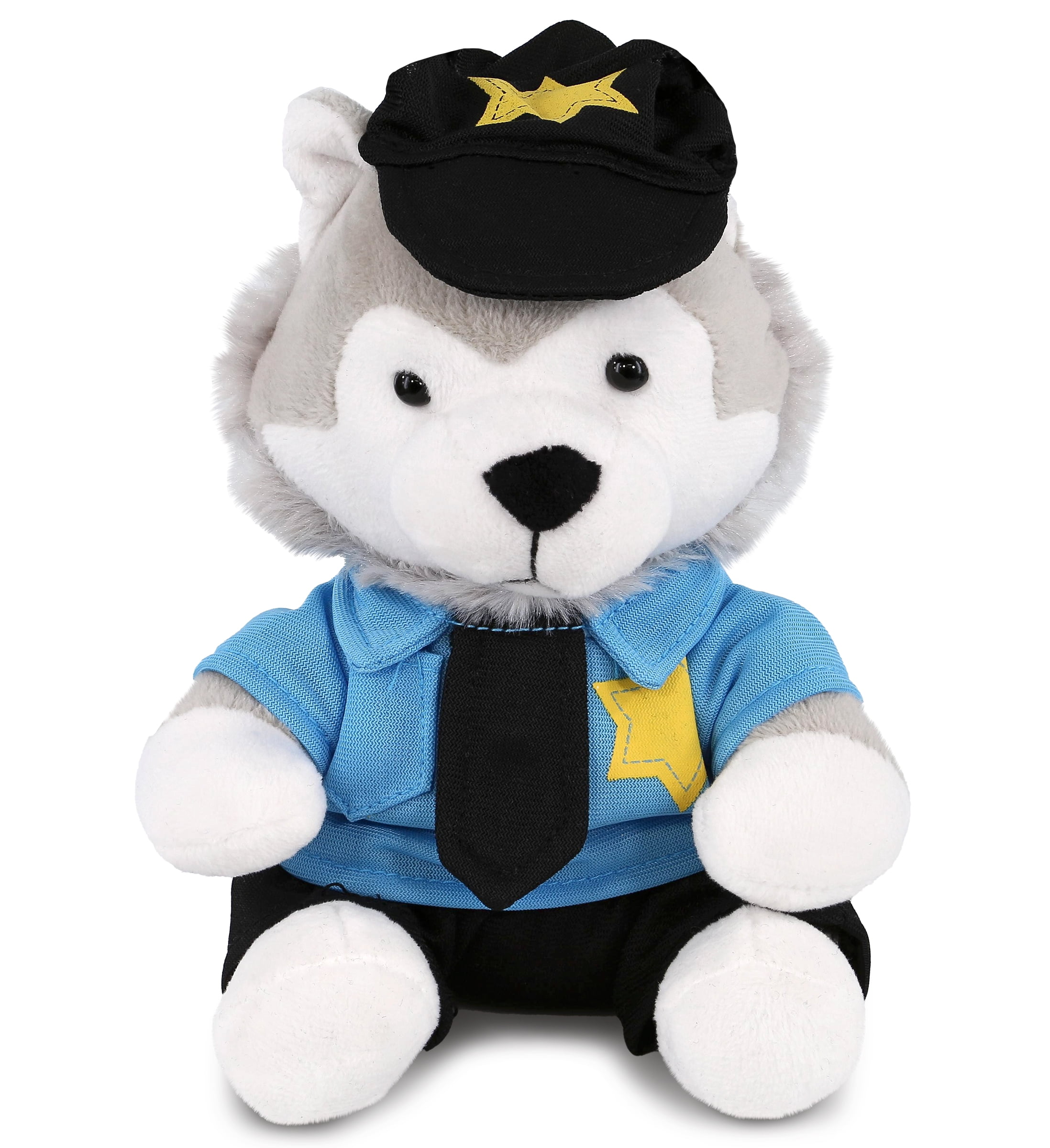 DolliBu Wolf Police Officer Plush Toy - Super Soft Wolf Cop Stuffed Animal Dress Up with Cute ...