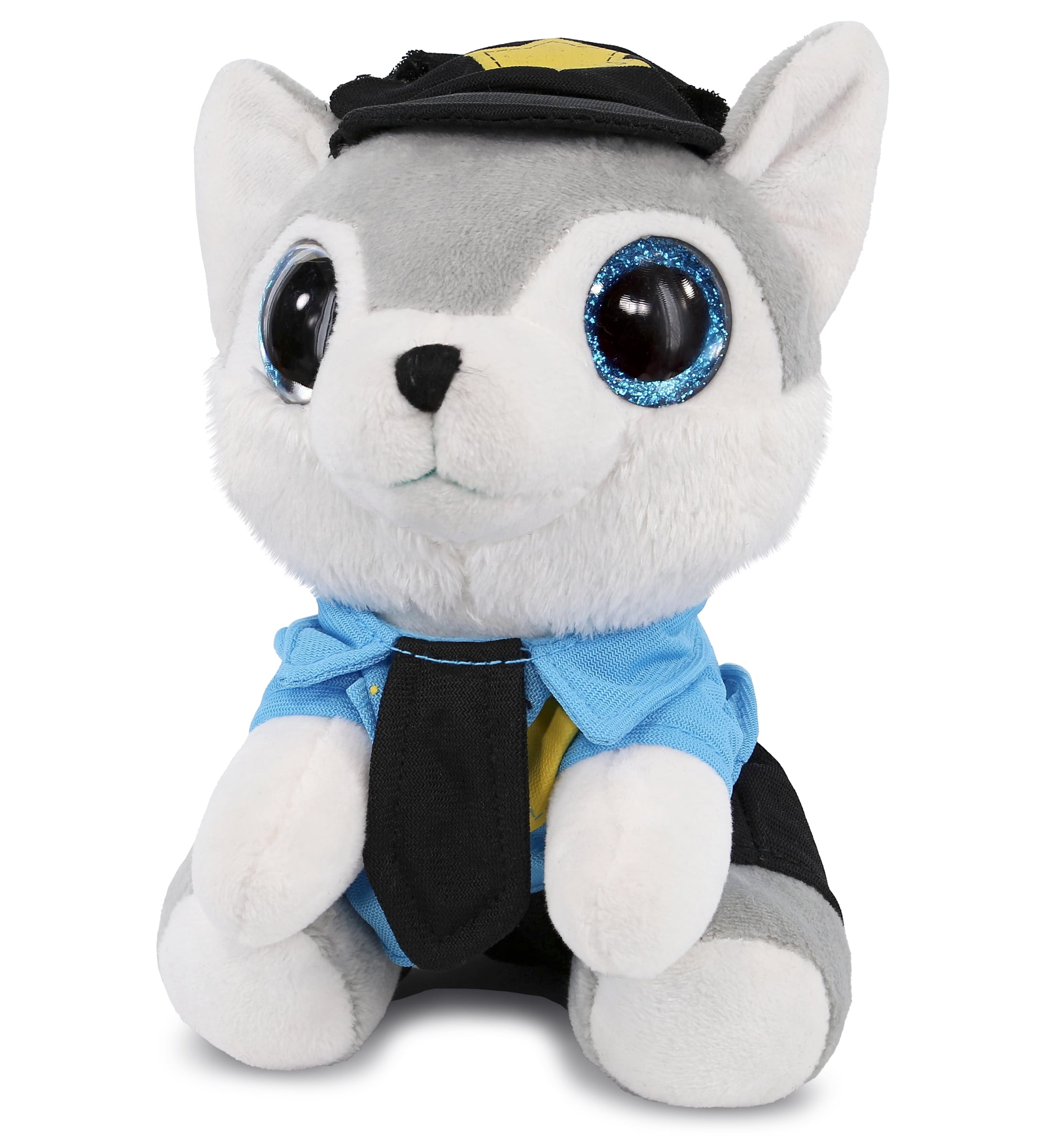 DolliBu Wolf Sparkle Eyes Police Officer Plush Toy - Super Soft Wolf ...