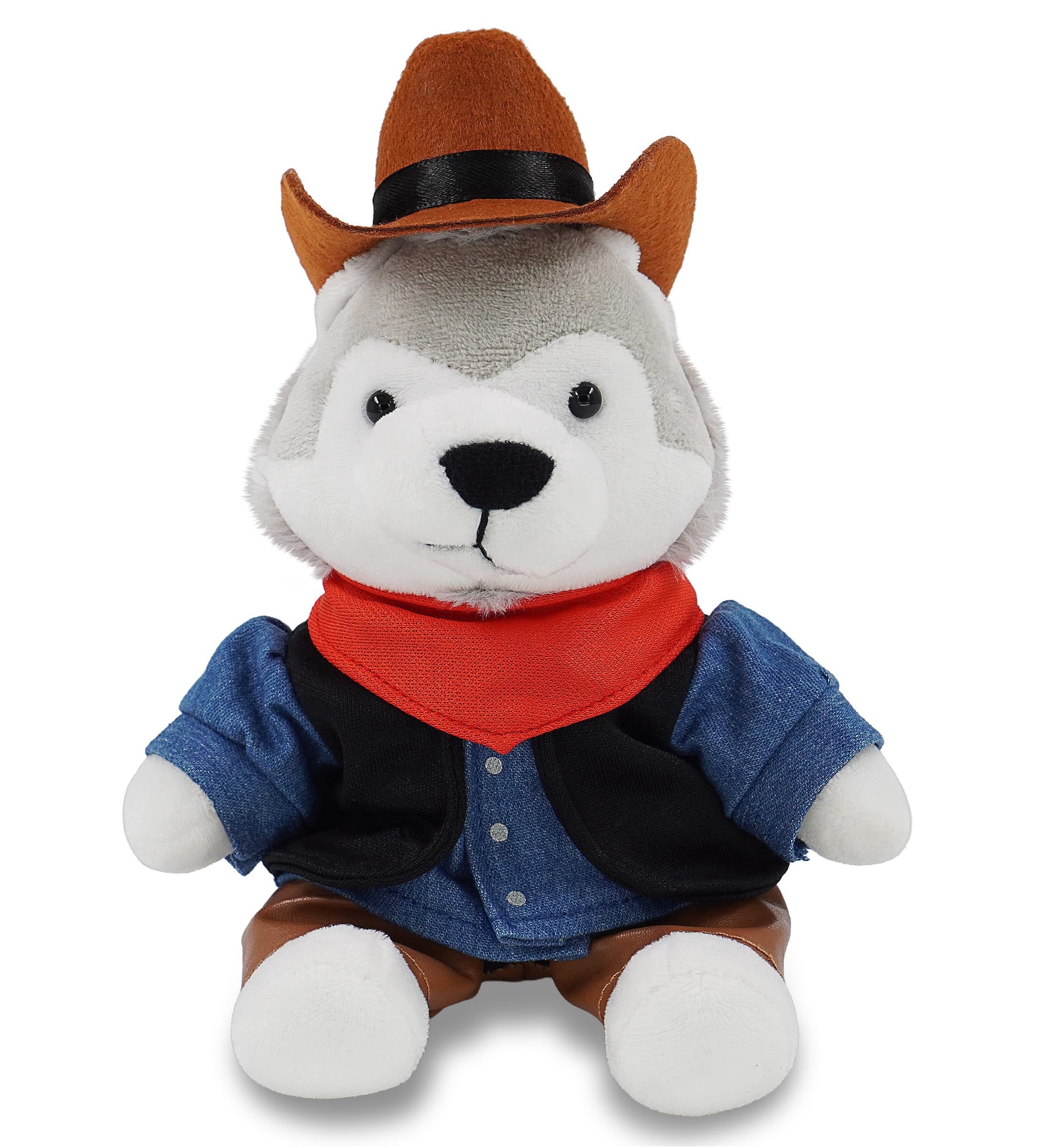 DolliBu Wolf Stuffed Animal Cowboy Plush - Western-Themed Wolf Plush ...
