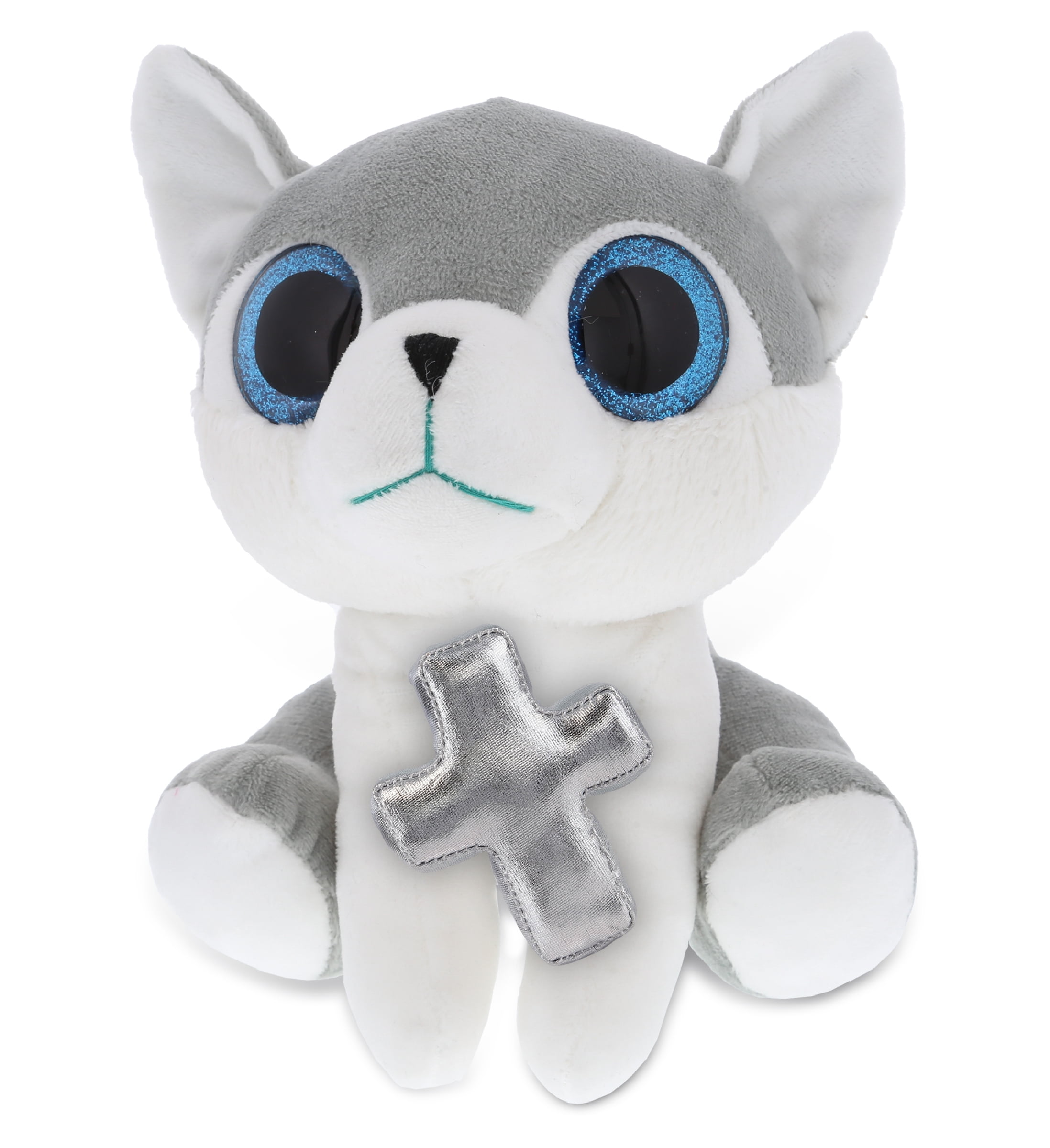 DolliBu Wolf Stuffed Animal with Silver Cross Plush - Religious Baby ...