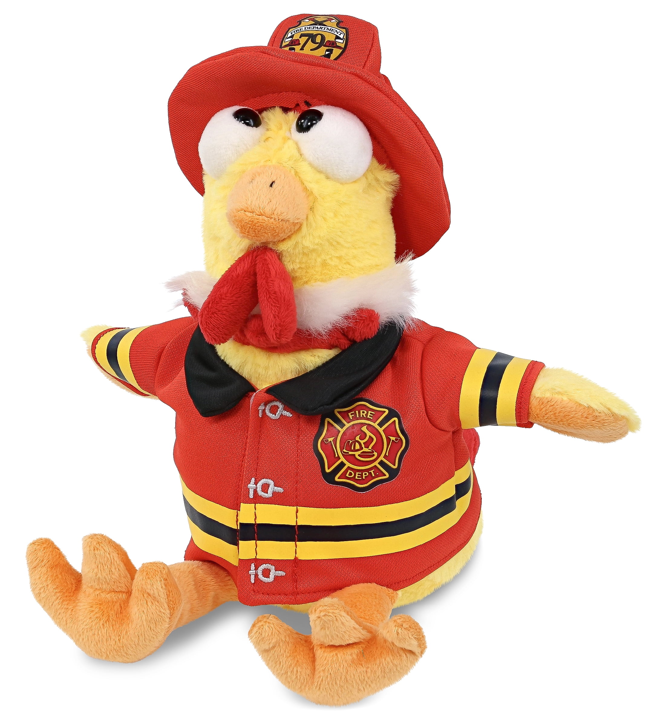 DolliBu Yellow Rooster Firefighter Stuffed Animal - Rooster Fireman Toy ...