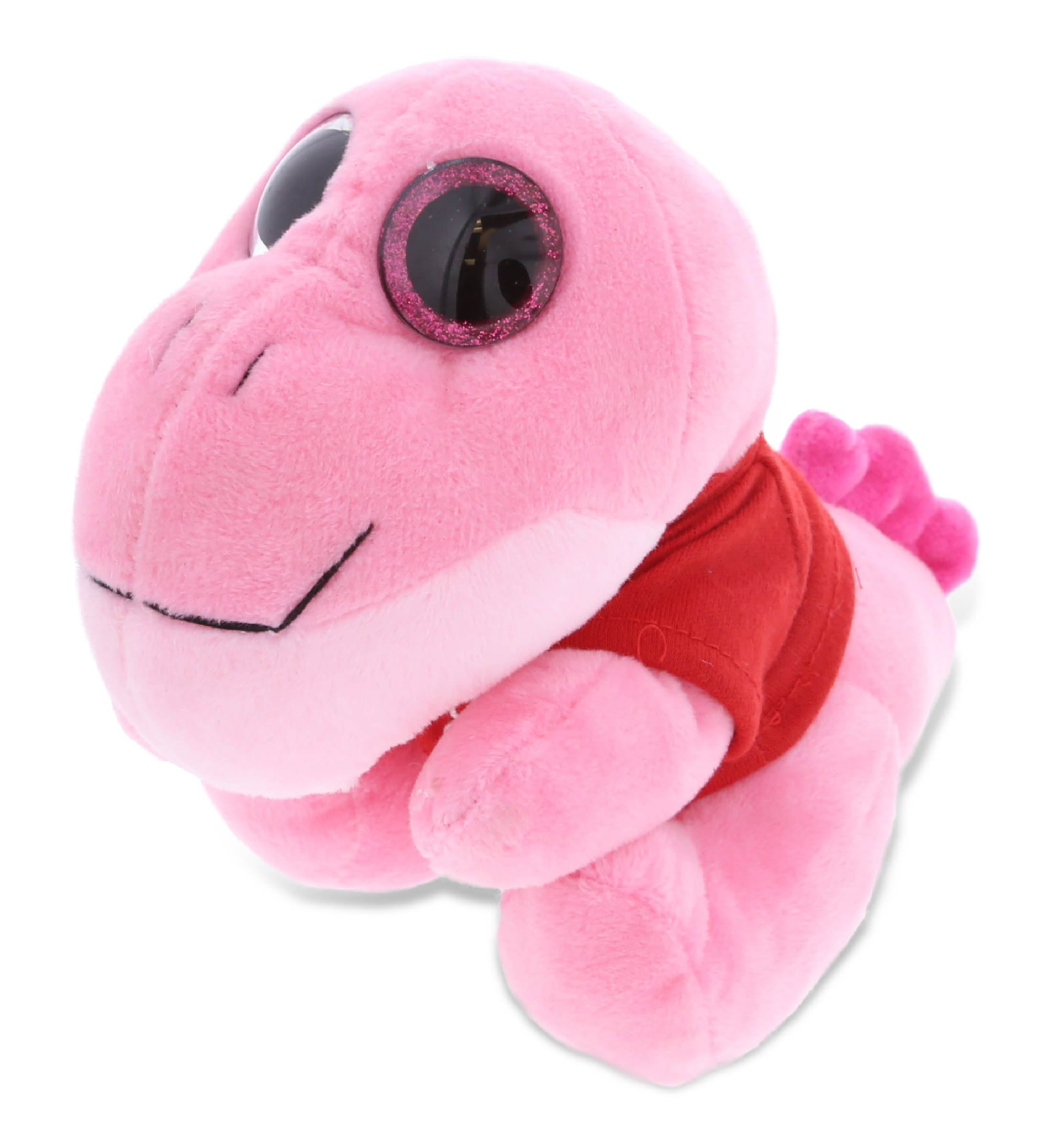 Dollibu I Love You Shirt Sparkling Big Eye Pink T-Rex Plush - 6 inches ...