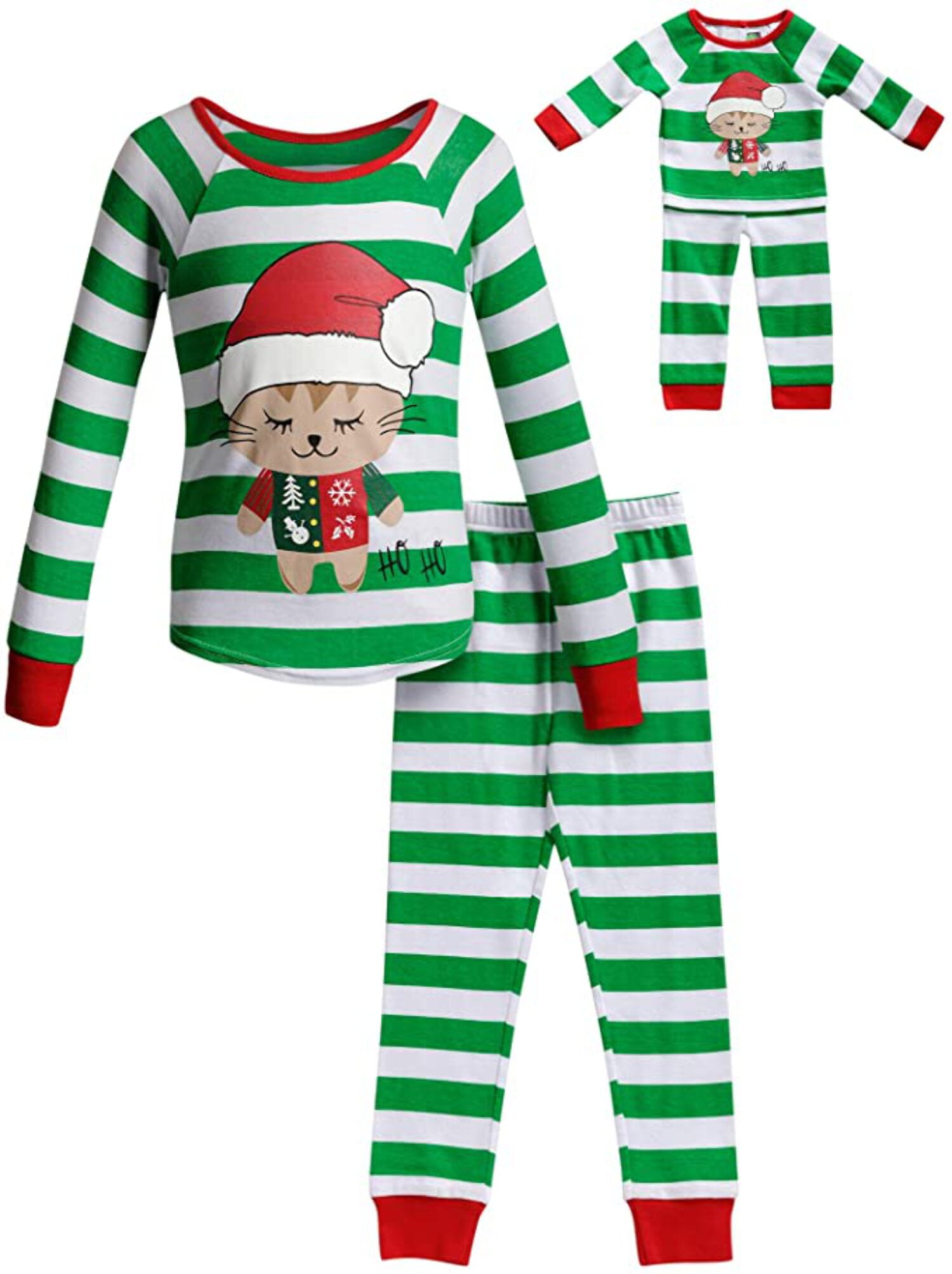 Dollie & Me Girls' Snug Fit Sleepwear Set and Matching Doll Outfit in ...