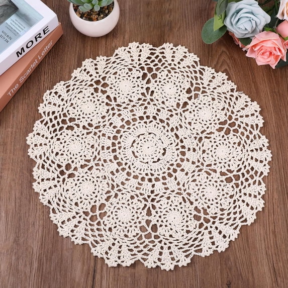 Dollies for Tables, 15.7 Inch Large Cotton Handmade Table Doilies ...