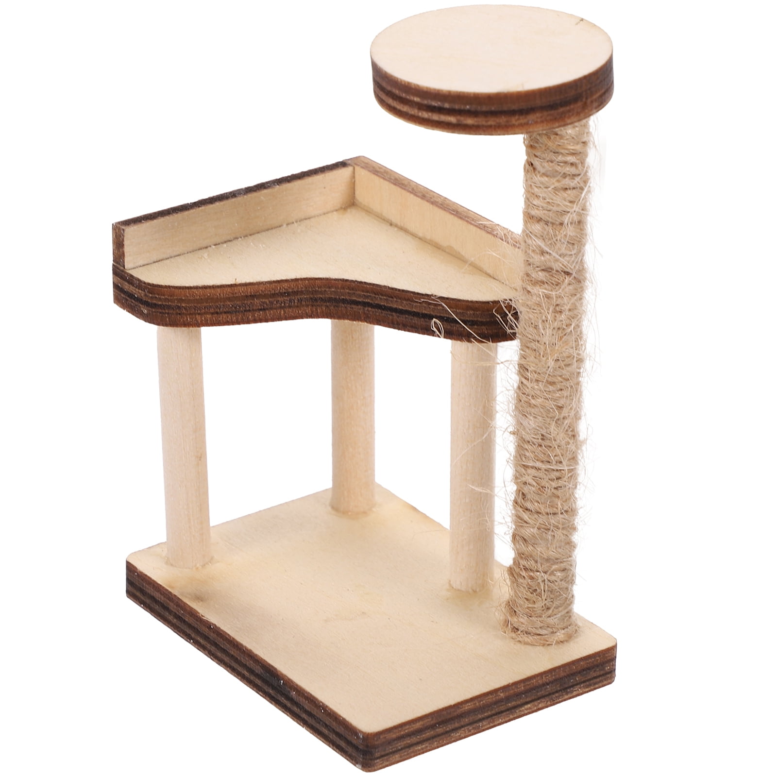 Khaki Mini Cat Tree Decoration for Indoor Use Synthetic Material ...