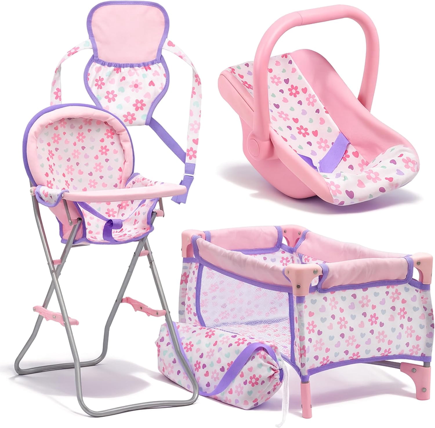 Dolls To Play Baby Doll Nursery Playset 4-Piece Set Bed Carrier High ...