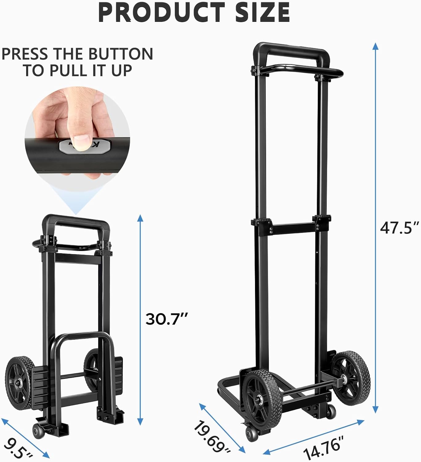 Dolly Cart with Wheels, Upgrade Labor-Saving Folding Dolly with ...