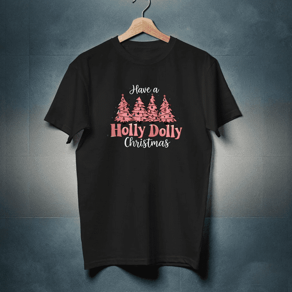 Dolly Cheer Retro Holiday Holly Dolly Festive Music Vibes Unisex T ...
