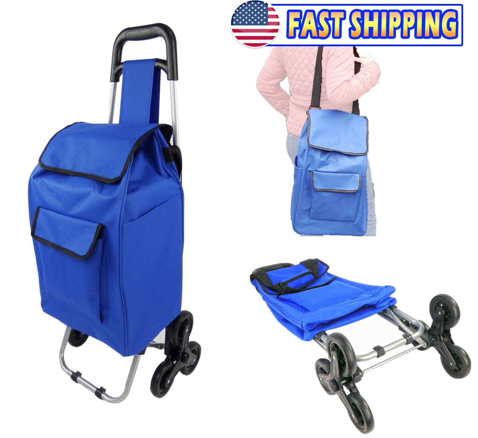 Dolly Climbing Stair Trolley Cart - Foldable Storage Grocery Cart With ...