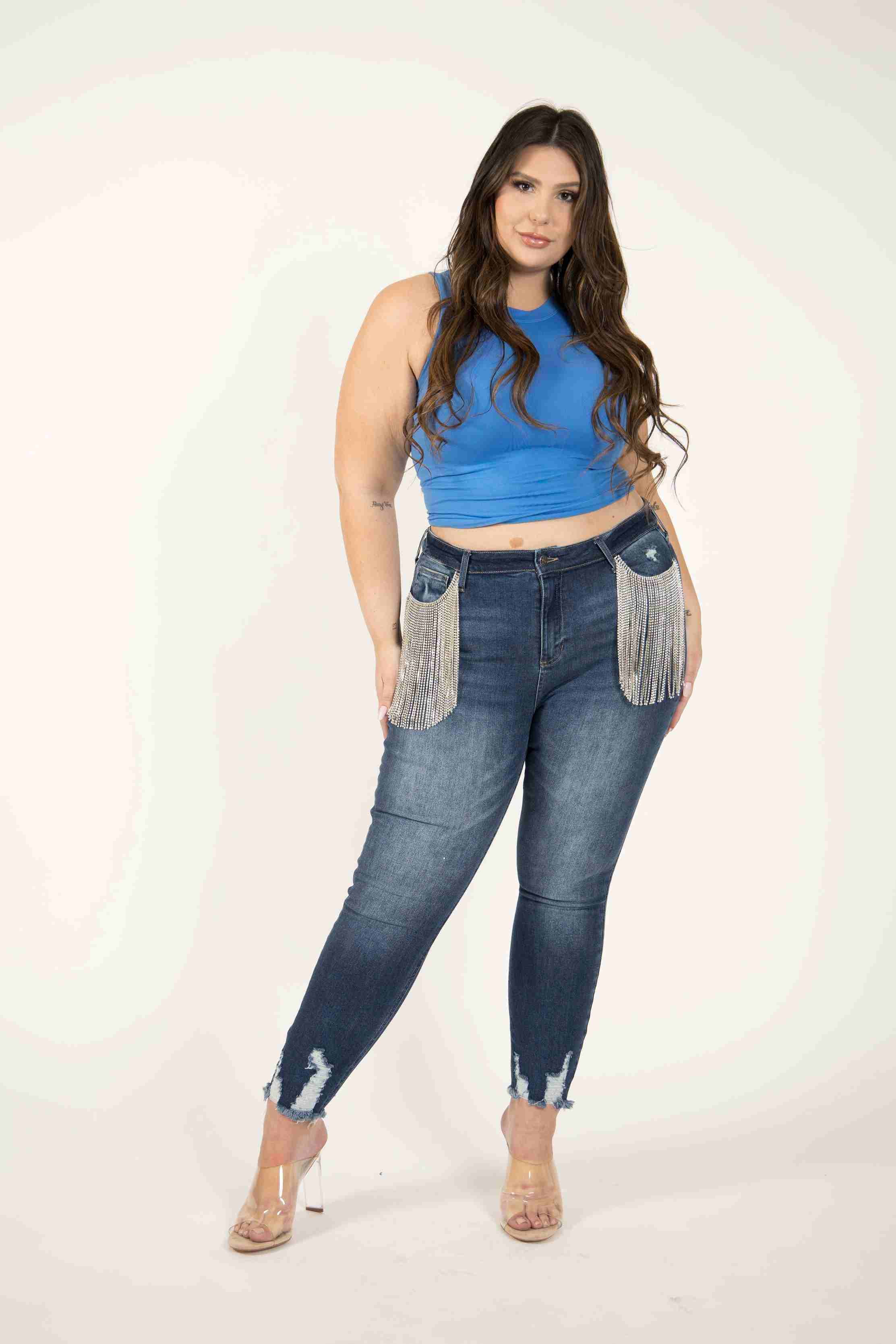 Dolly Collection Rhinestone Denim Jeans - Walmart.com