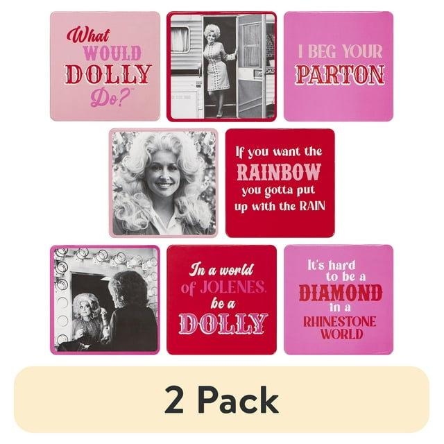 (2 pack) Dolly Parton Double Sided Multi-Color Coasters, 8 Count ...