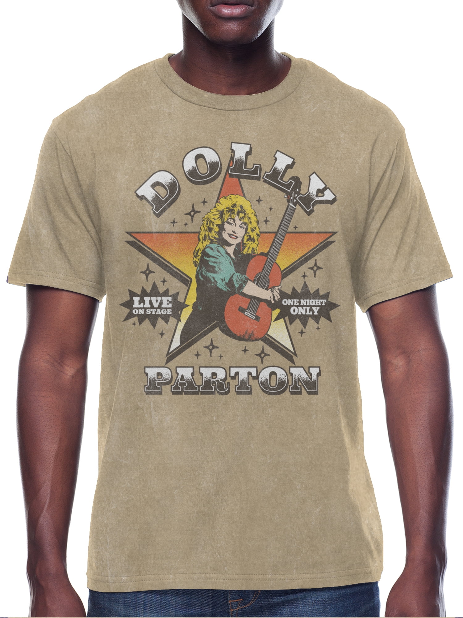 Dolly Parton Mens & Big Men's Dolly Guitar Star Concert Style Washed ...