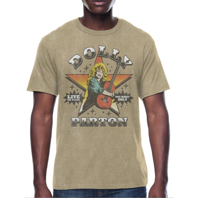 Dolly Parton Mens & Big Men's Dolly Guitar Star Concert Style Washed ...