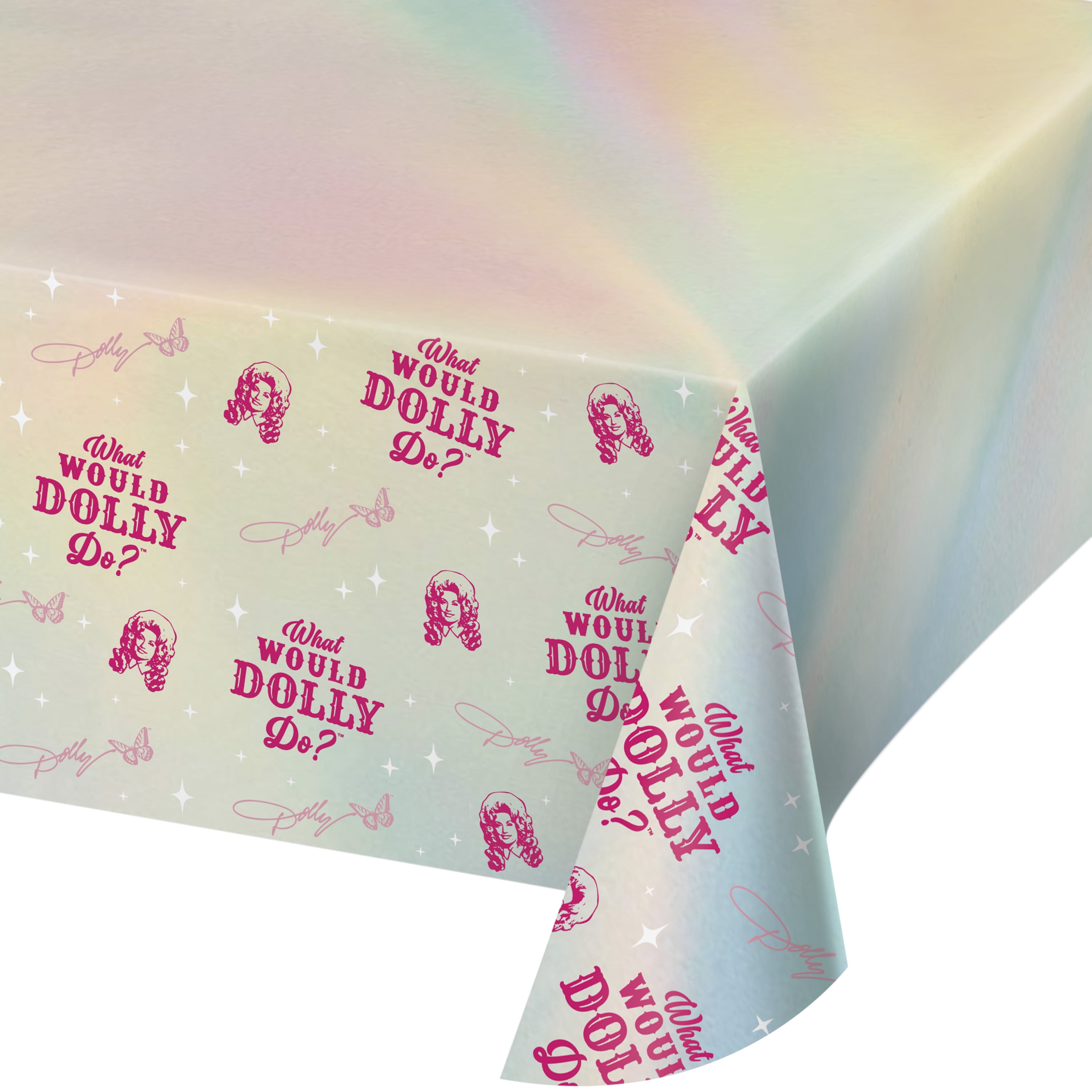 Dolly Parton What Would Dolly Do Iridescent Foil 54" x 84" Tablecloth - Walmart.com