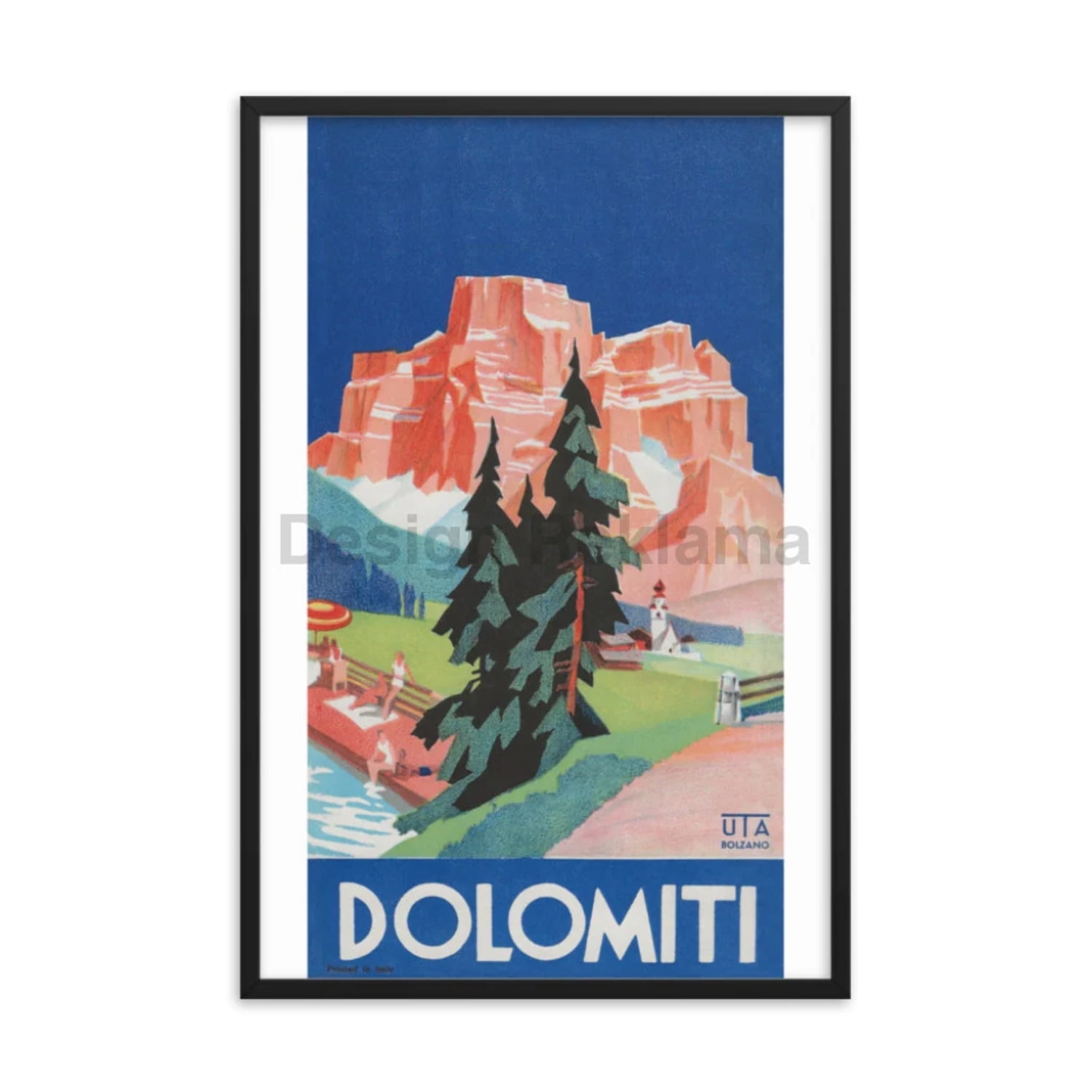 Dolomite Mountains, Italy Version 2 circa 1934. Framed Vintage Travel ...