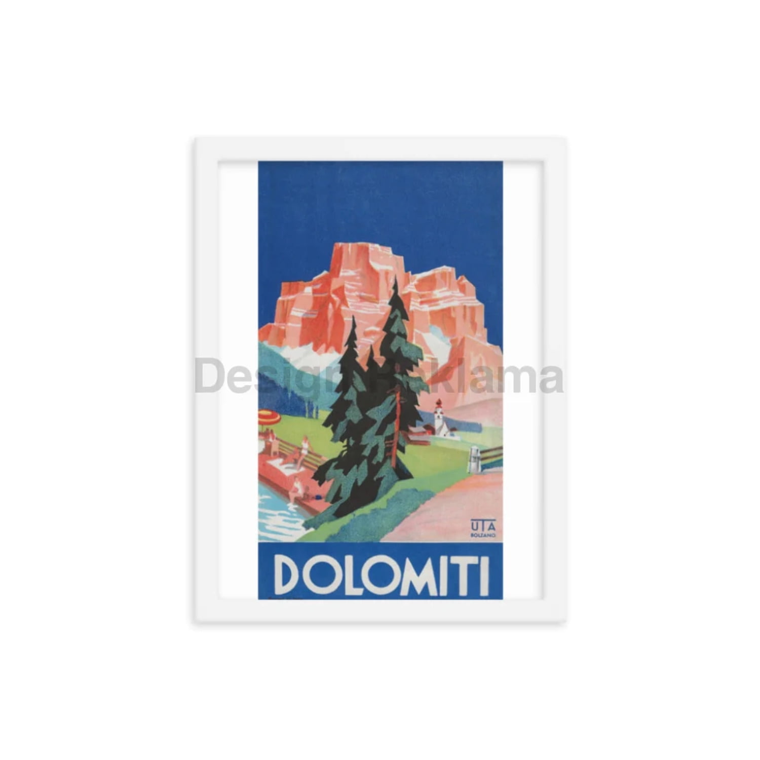 Dolomite Mountains, Italy Version 2 circa 1934. Framed Vintage Travel ...