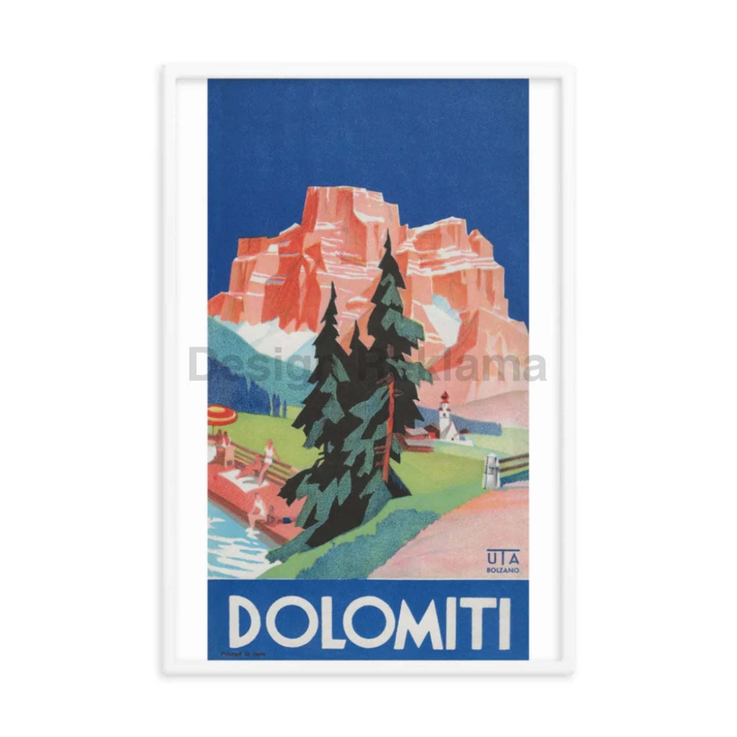 Dolomite Mountains, Italy Version 2 circa 1934. Framed Vintage Travel ...