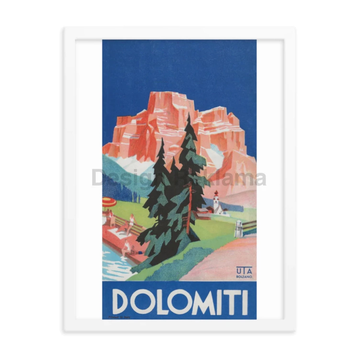 Dolomite Mountains, Italy Version 2 circa 1934. Framed Vintage Travel ...