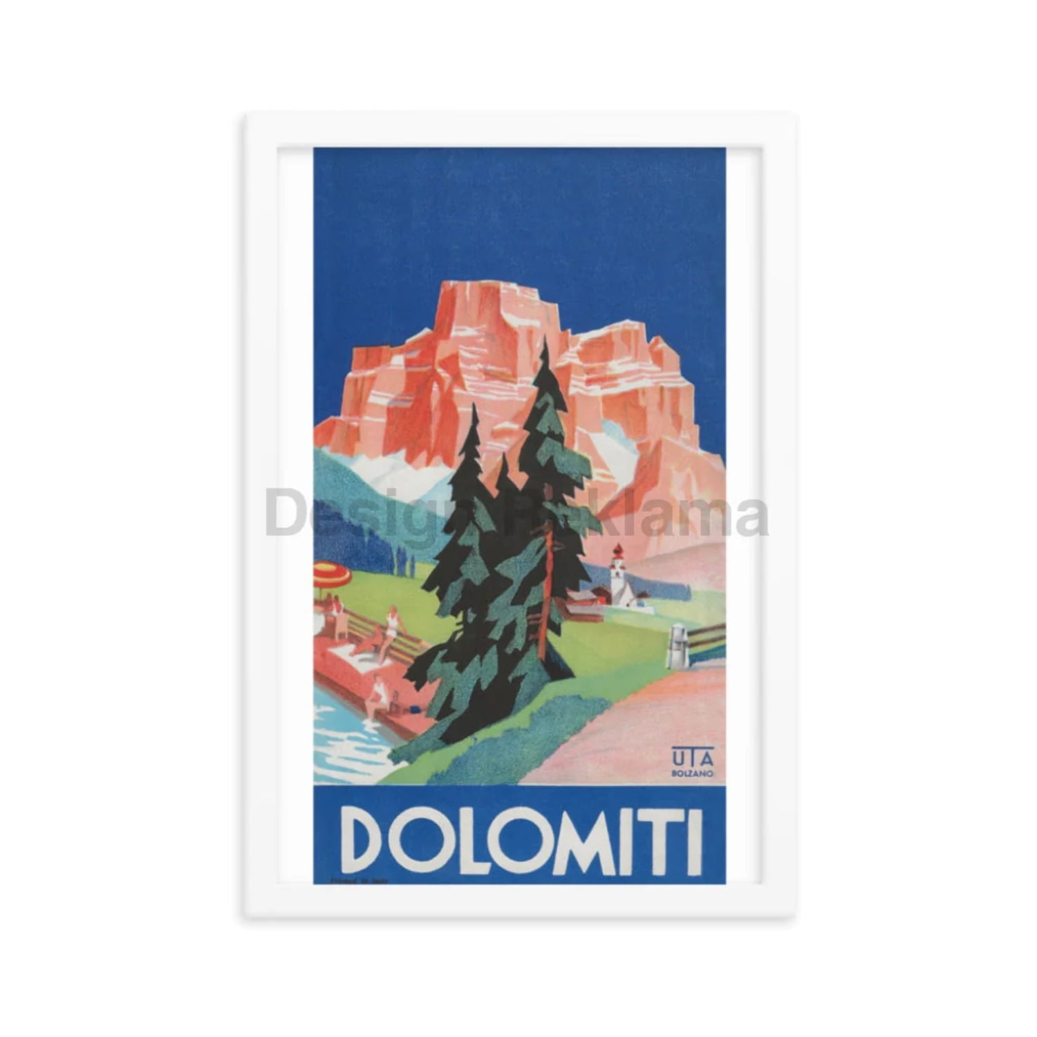 Dolomite Mountains, Italy Version 2 circa 1934. Framed Vintage Travel ...