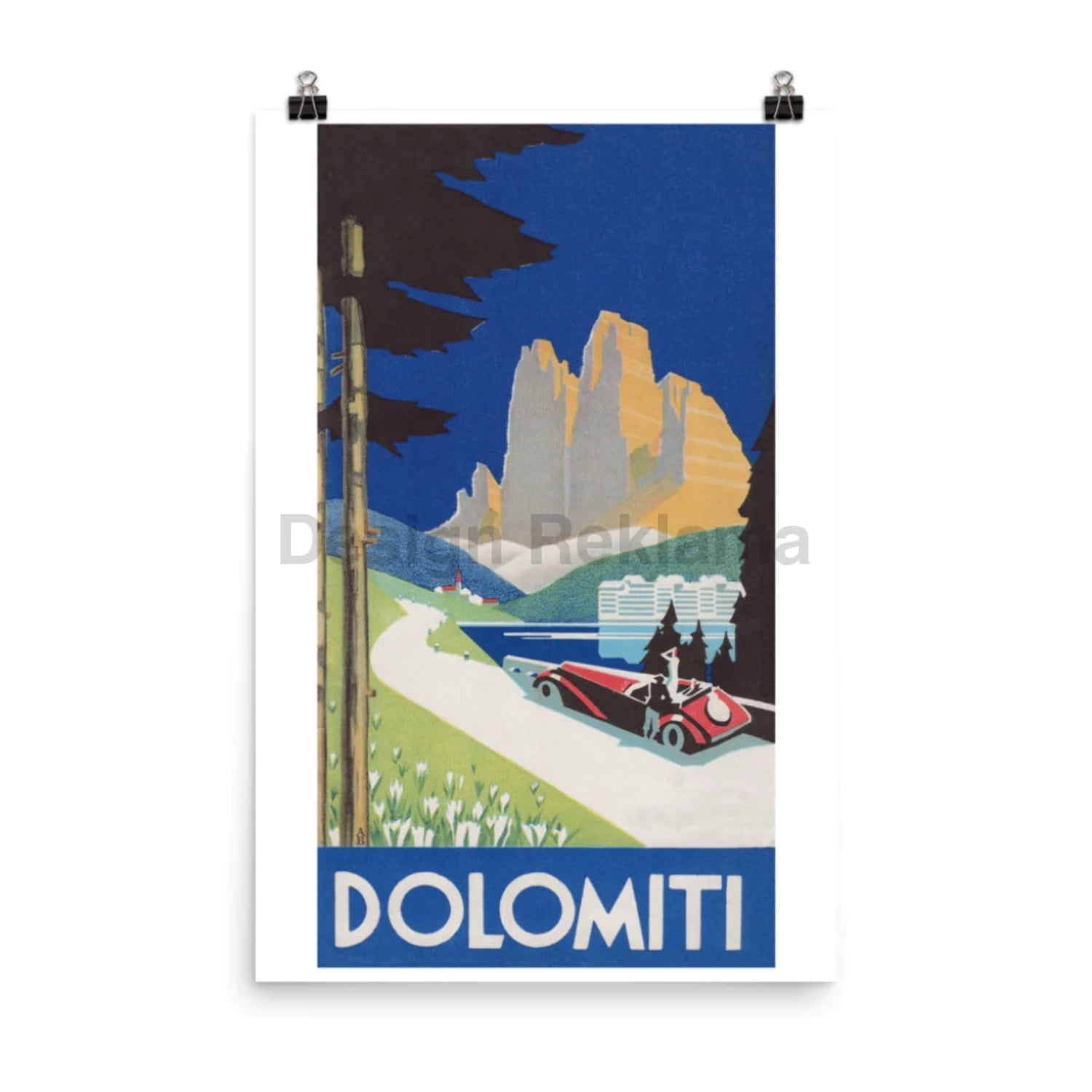 Dolomite Mountains, Italy circa 1934. Unframed Vintage Travel Poster ...