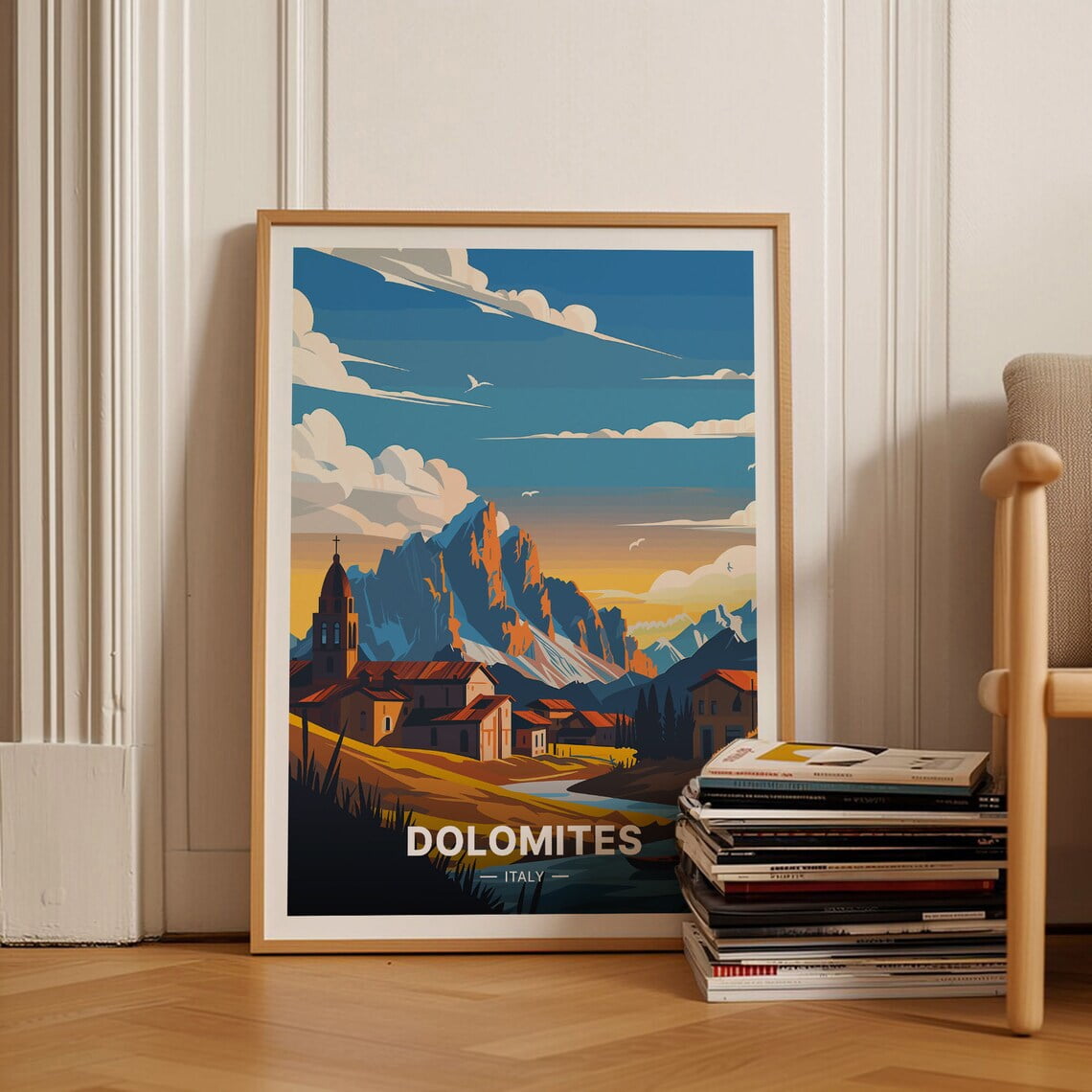 Dolomites Italy Travel Poster, Scenic Landscape Wall Art, Perfect For ...