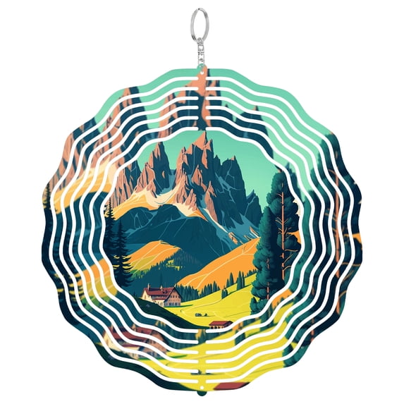 Dolomites Mountains 3D Wind Spinner Metal Hanging Ornament Outdoor Home ...