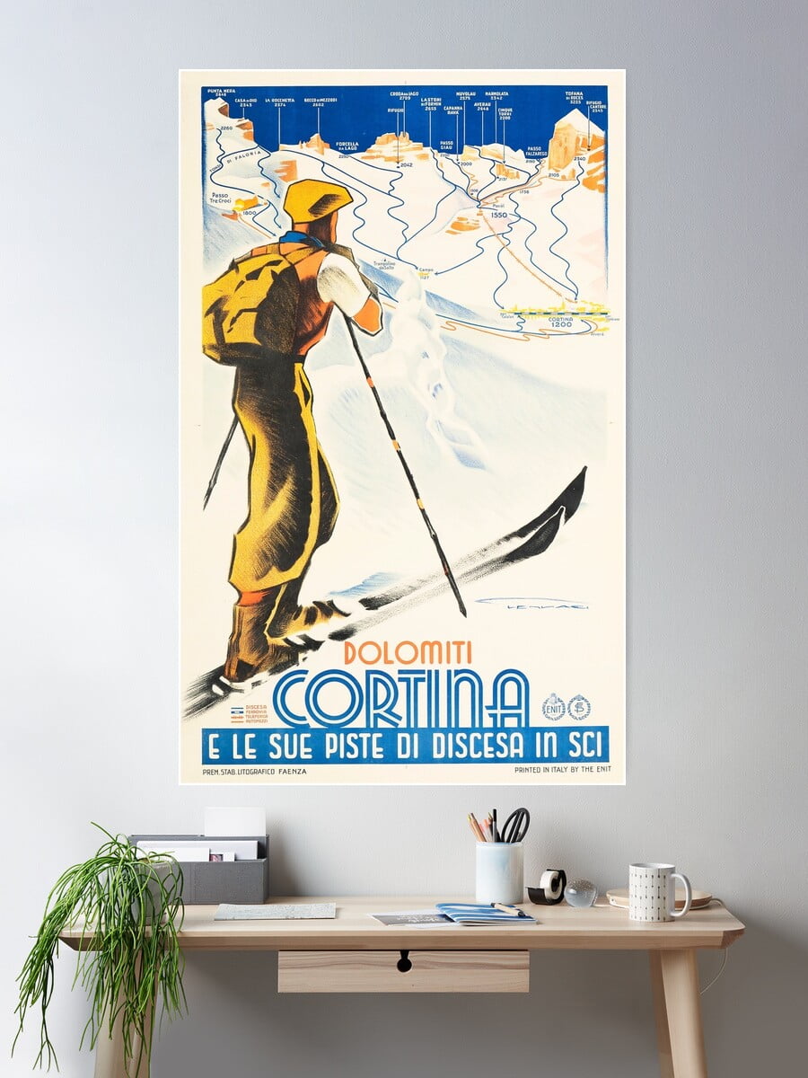 Dolomiti Cortina And Its Ski Slopes Vintage Italy Tourism Advertisement ...