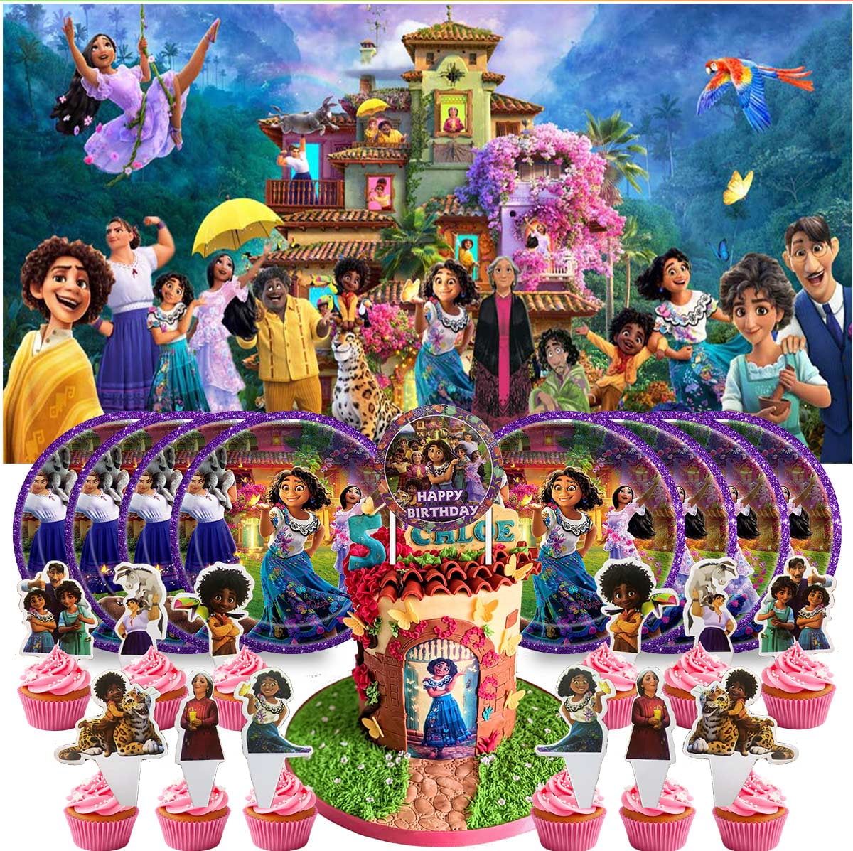 Dolores Encanto Party Supplies Decor Movie Backdrop Plates Banner ...