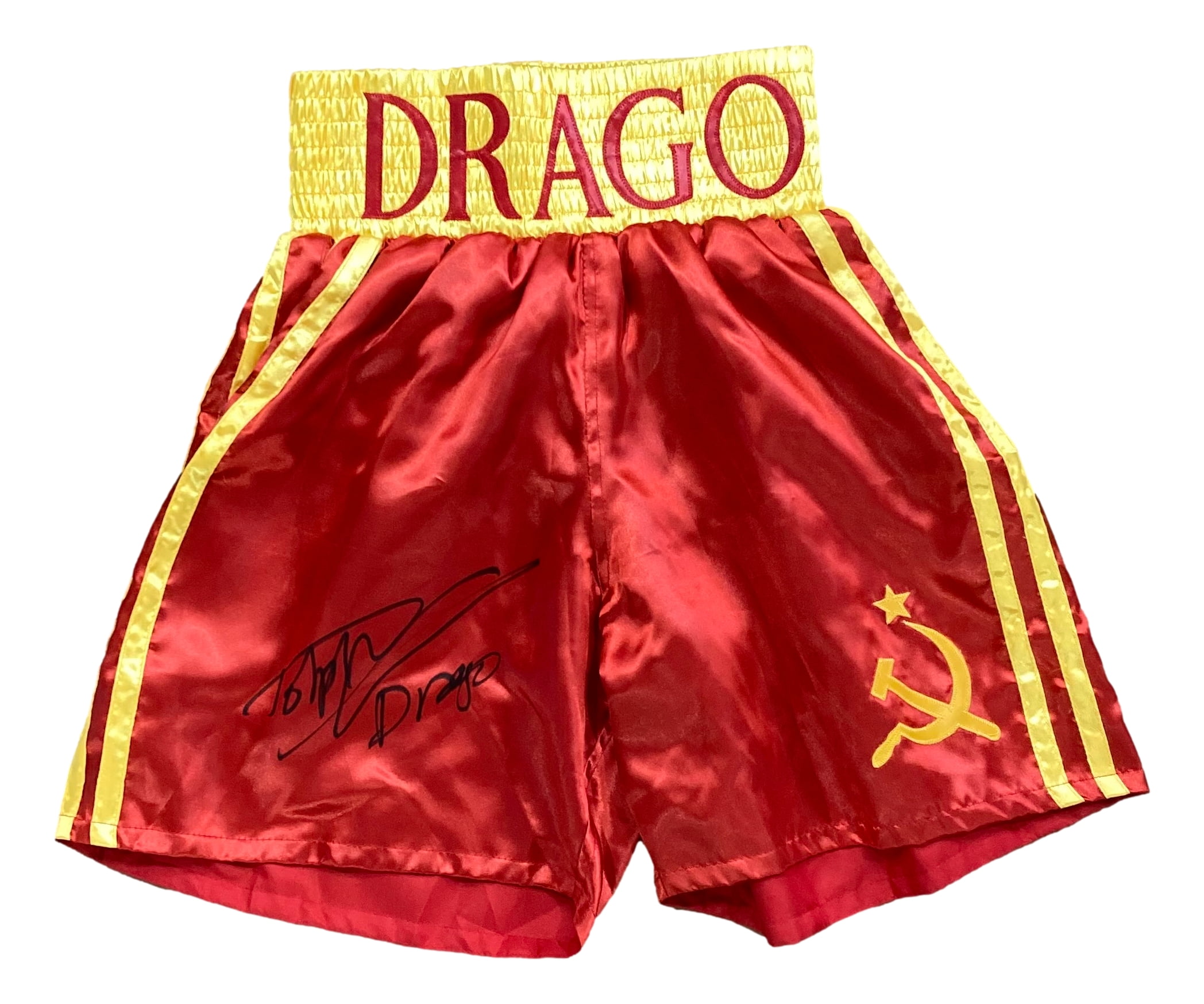 Dolph Lundgren Signed Custom Rocky IV Boxing Trunks Drago Inscribed PSA ...