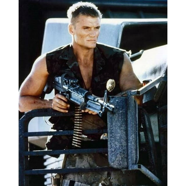 Dolph Lundgren tough guy portrait with sub machine gun 11x17 inch ...