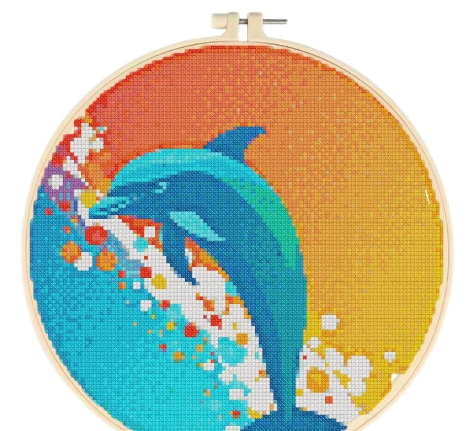 Dolphhin Easy Cross Stitch Kits for Starter Kits DIY 11CT Pre-printed ...