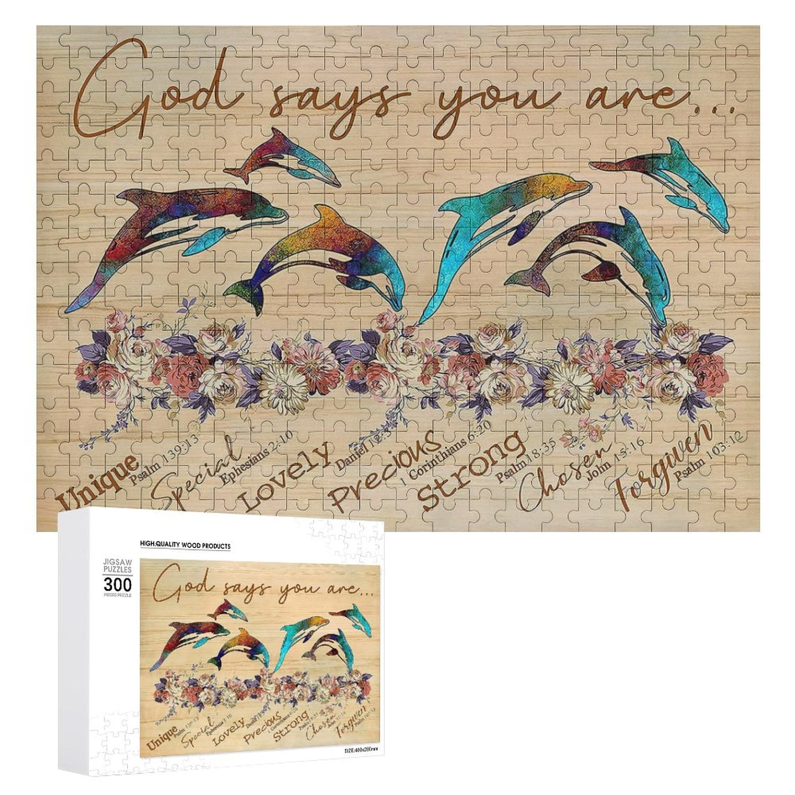 Dolphin 300 Piece Jigsaw Puzzles for Adults - Flower Scripture Bible ...