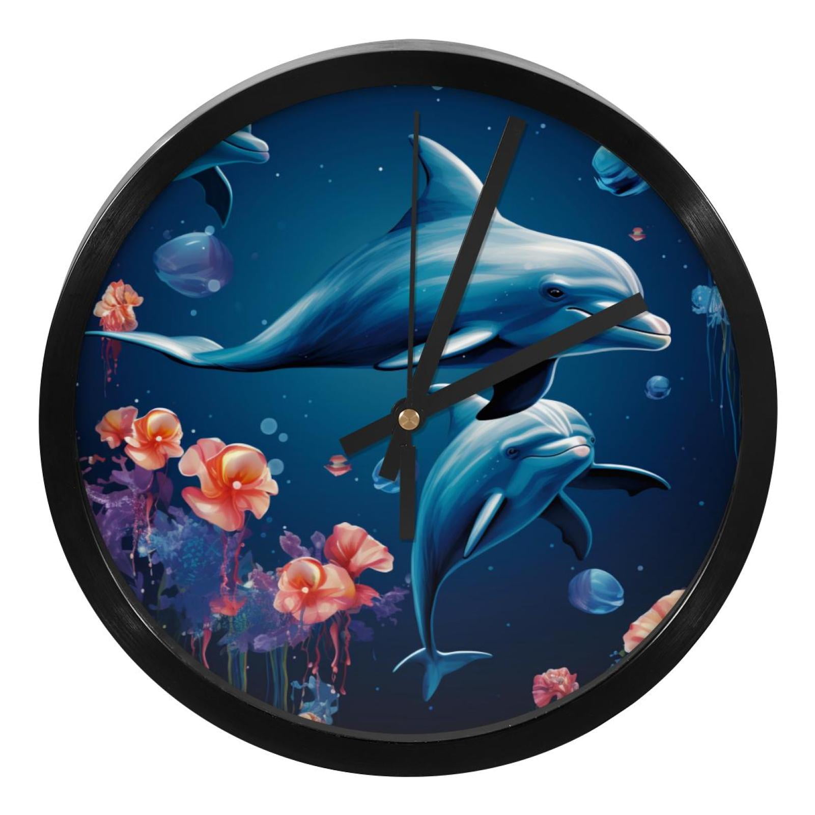 Dolphin 9.8 Inch Silent Round Digital Wall Clock, Battery Operated ...