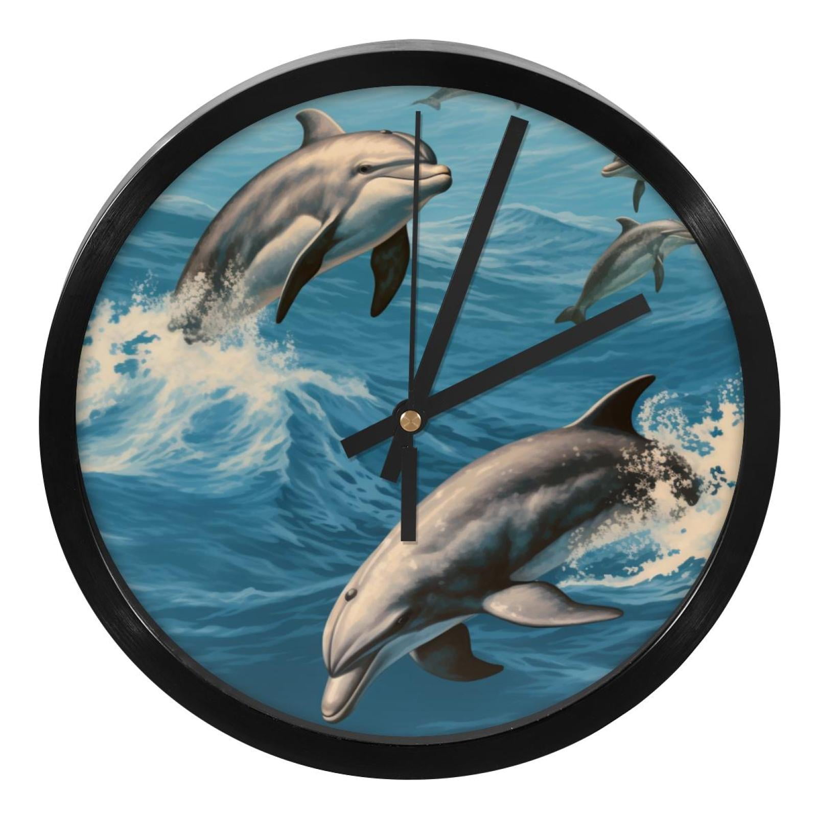 Dolphin 9.8 Inch Silent Wall Clock, Round Digital Battery Operated ...