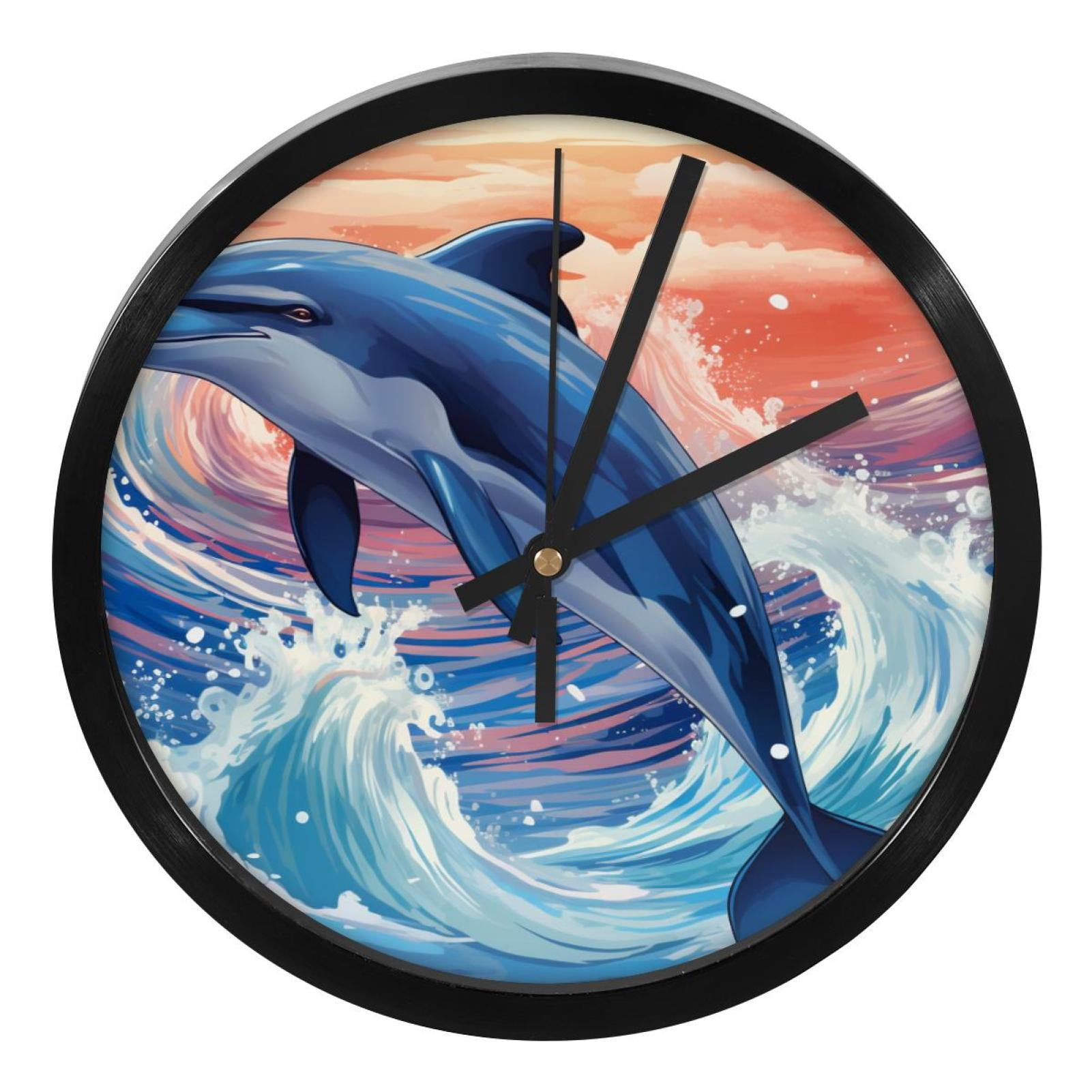 Dolphin 9.8 Inches Silent Wall Clock, Round Digital Battery Operated ...