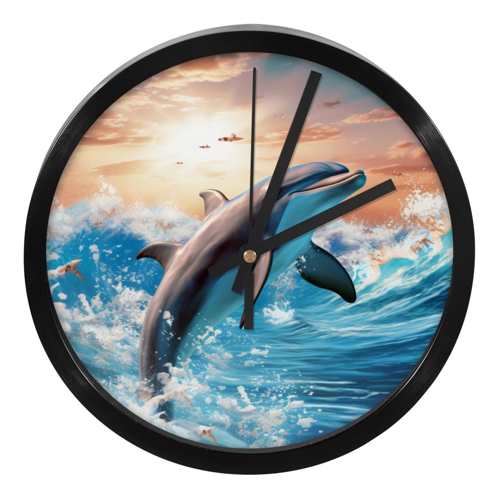 Dolphin 9.8 Inches Wall Clock - Silent Round Digital Clock, Battery ...