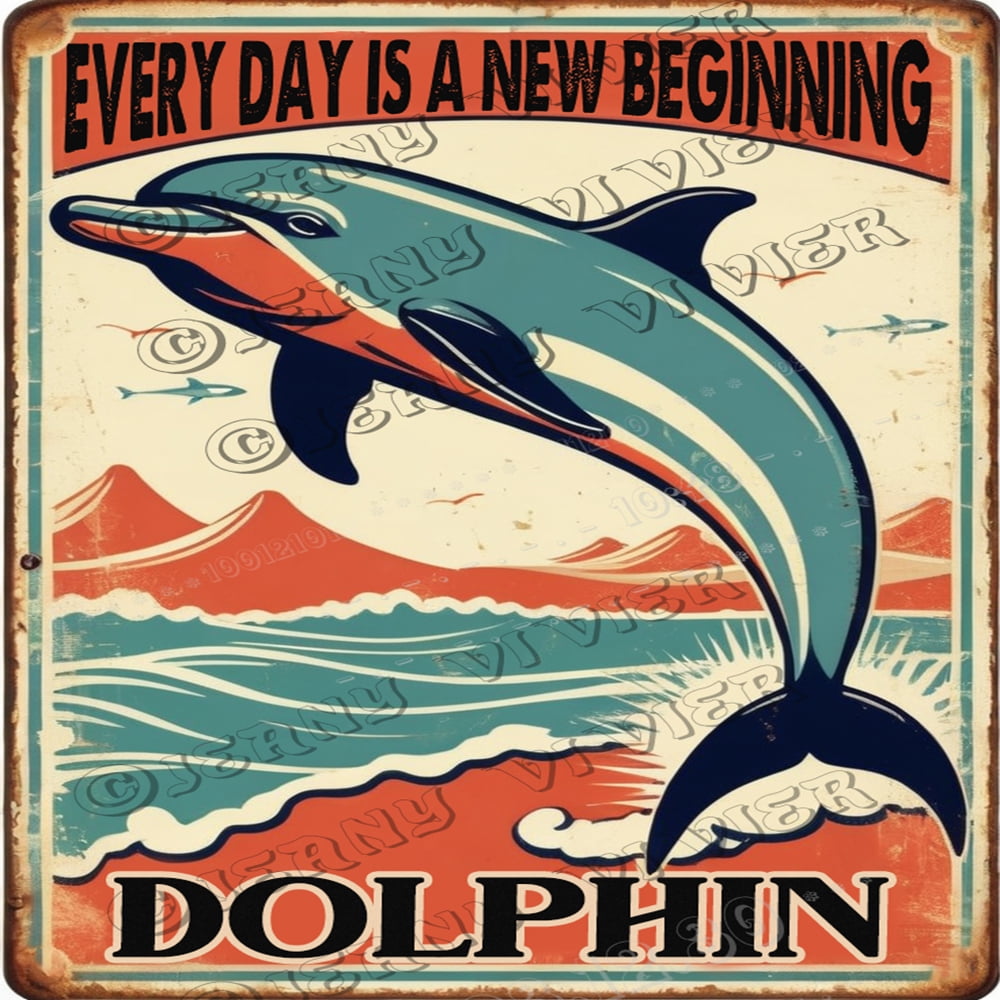 Dolphin Aluminum Sign 12"x12",Square Metal Dolphin Wall Decor Beach ...