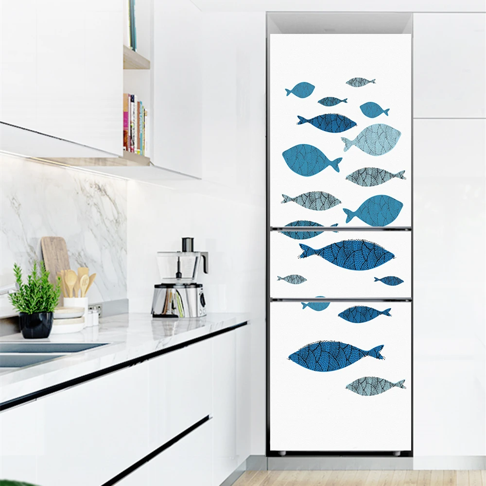 Dolphin Animal Fridge Sticker Full Door Cover Mural The Underwater ...
