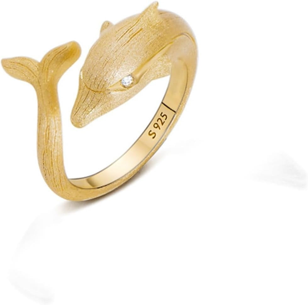 Dolphin Animal Series Gold Rings for Women S925 Sterling Silver Rings ...