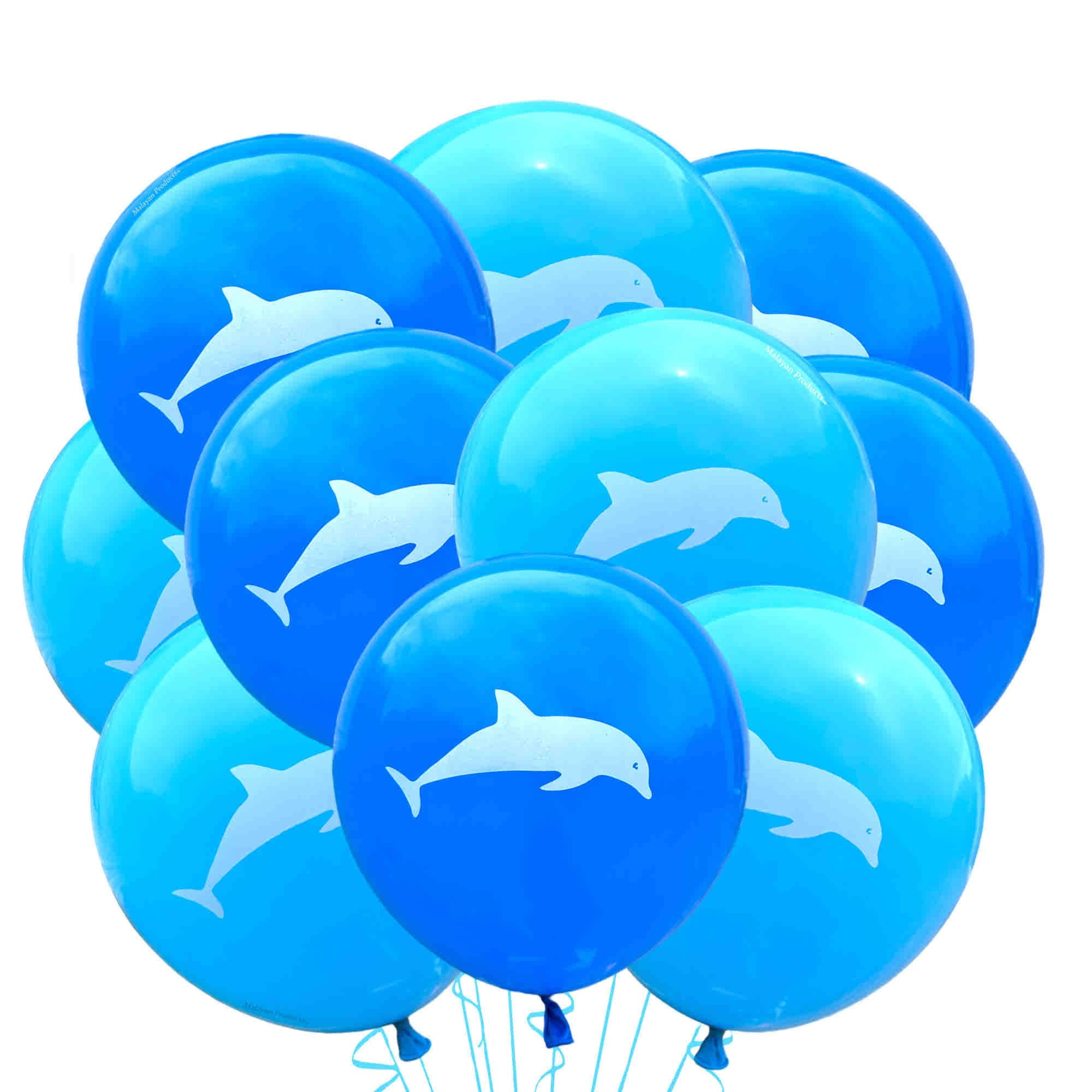 Dolphin Balloons Blue Mix ZS23 12 Count Standard Size, Ocean Theme ...